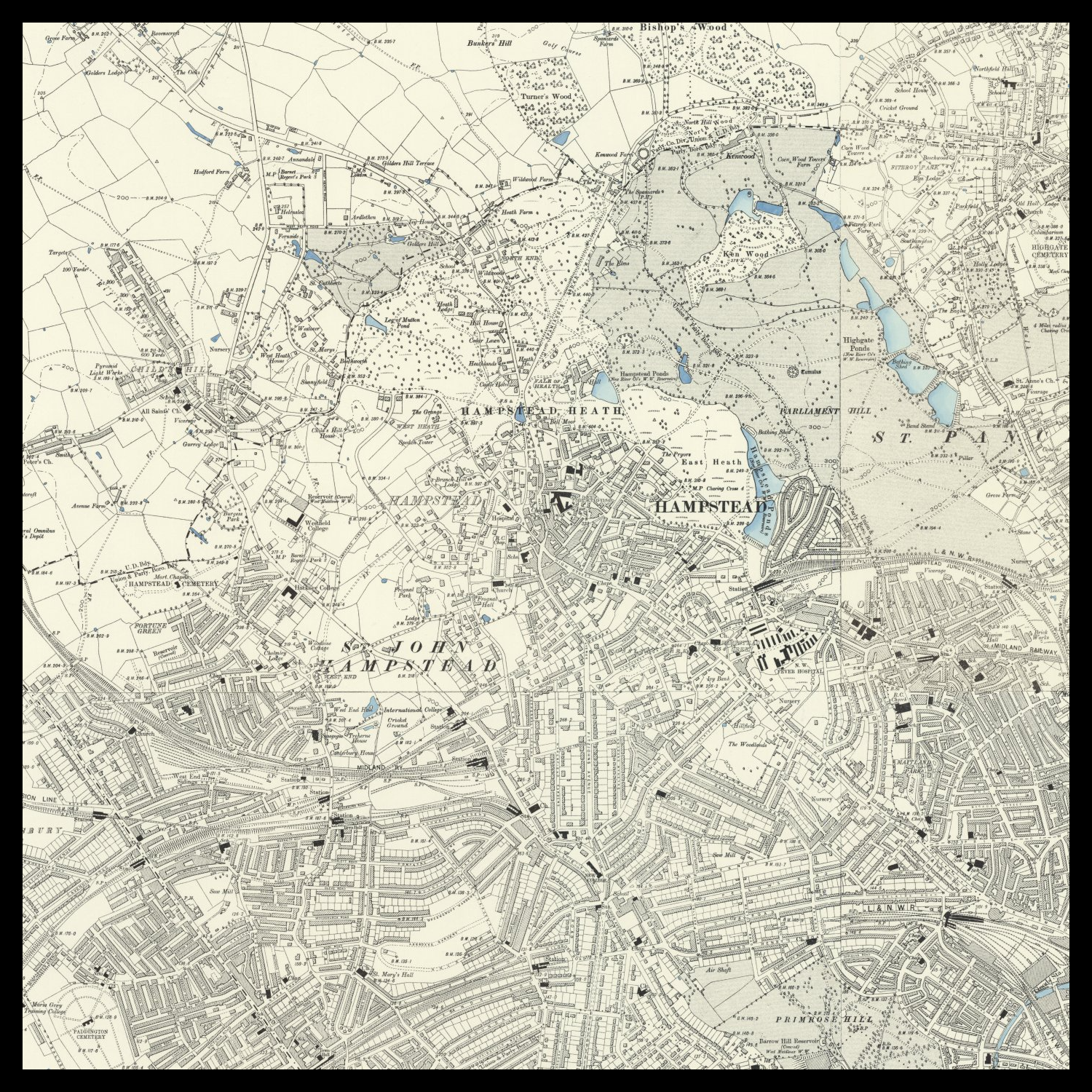 Personalised Old Map of Hampstead – The Unique Maps Co.