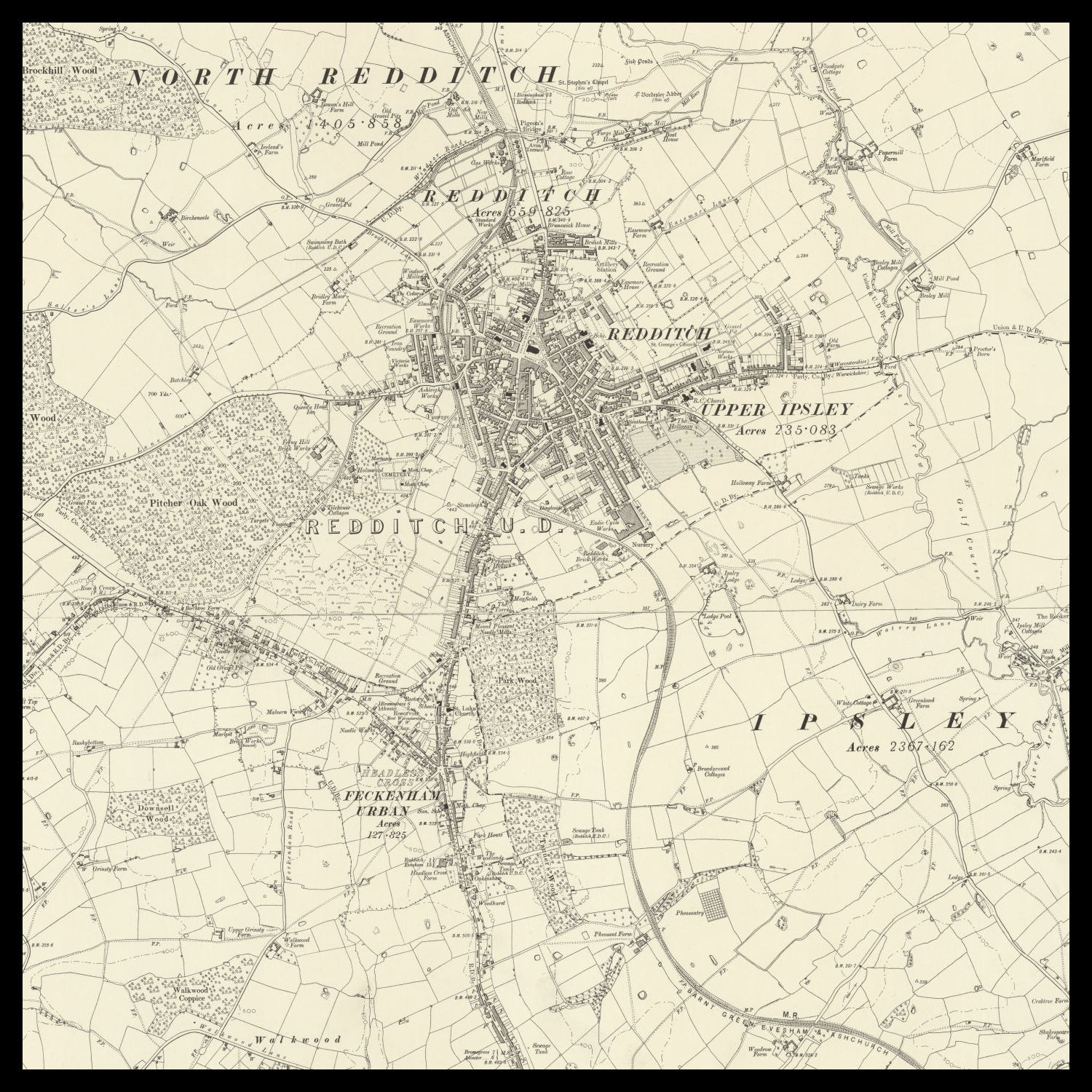 Personalised Old Map of Redditch – The Unique Maps Co.