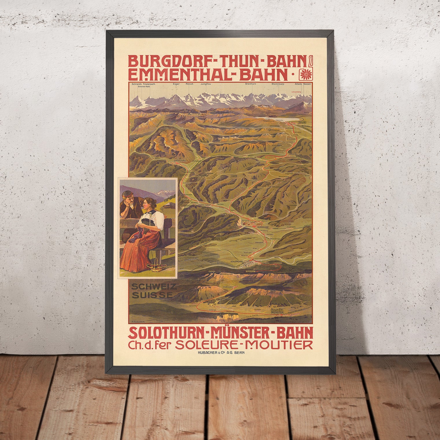 Bernese Oberland Travel Poster: Burgdorf–Thun–Emmental–Solothurn Railw ...