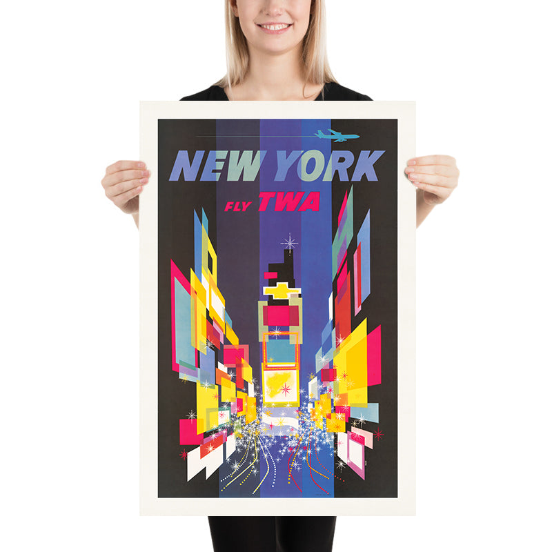 New York Travel Poster: Fly TWA by David Klein, 1960 – The Unique Maps Co.