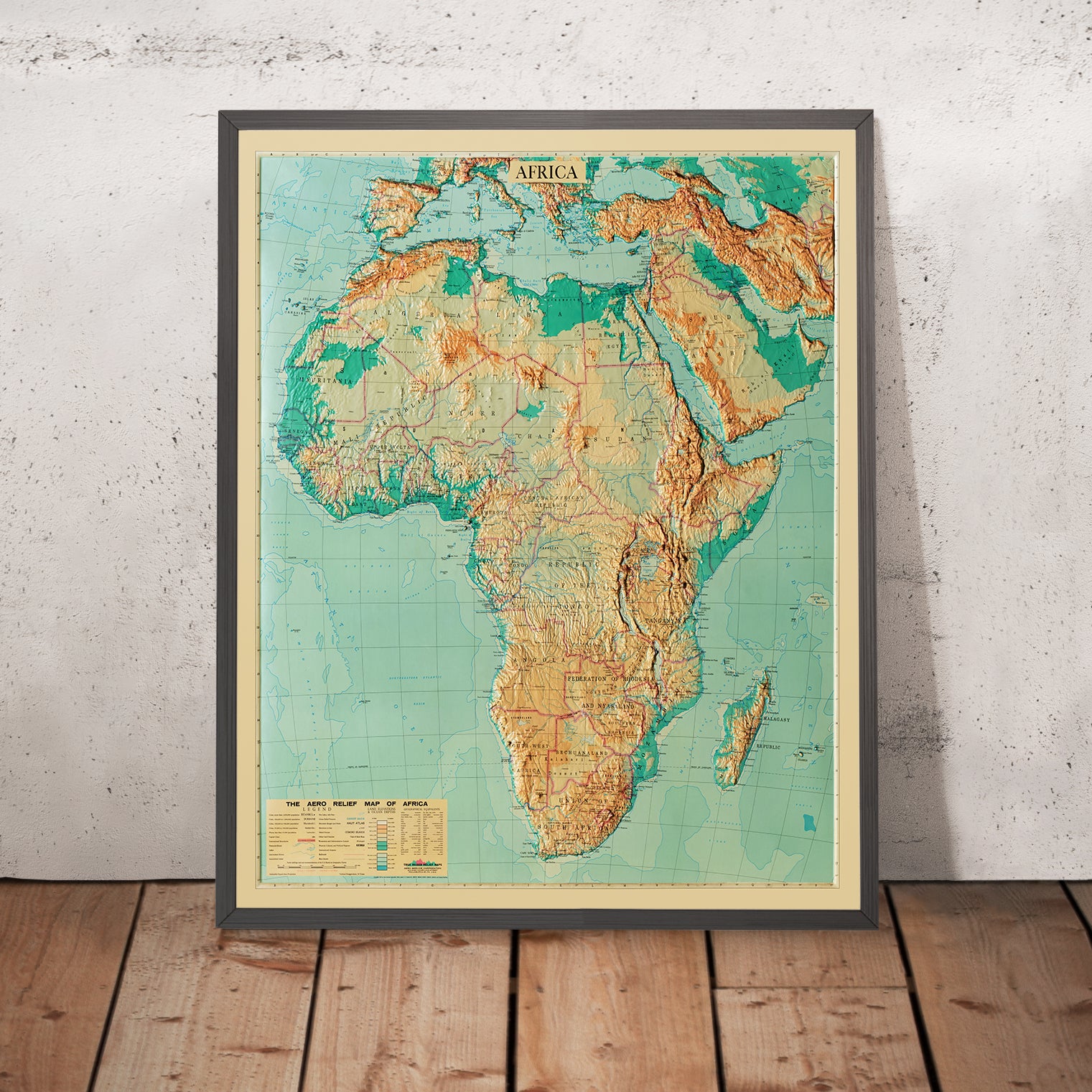 Old 3D Relief Map of Africa by Aero Service Corporation, 1961 – The ...