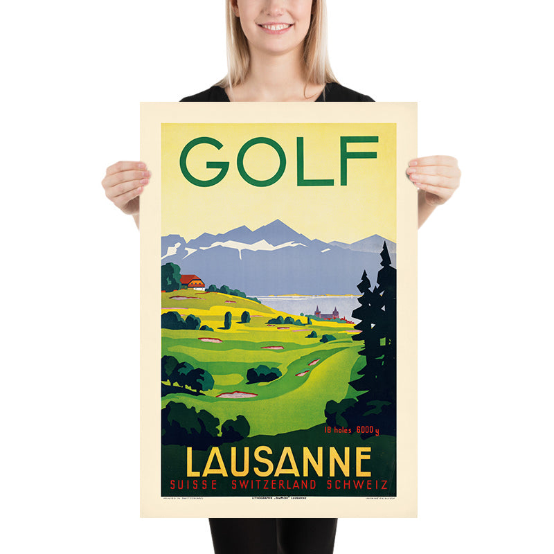Lausanne Travel Poster: Golf. Lausanne, 1936 – The Unique Maps Co.