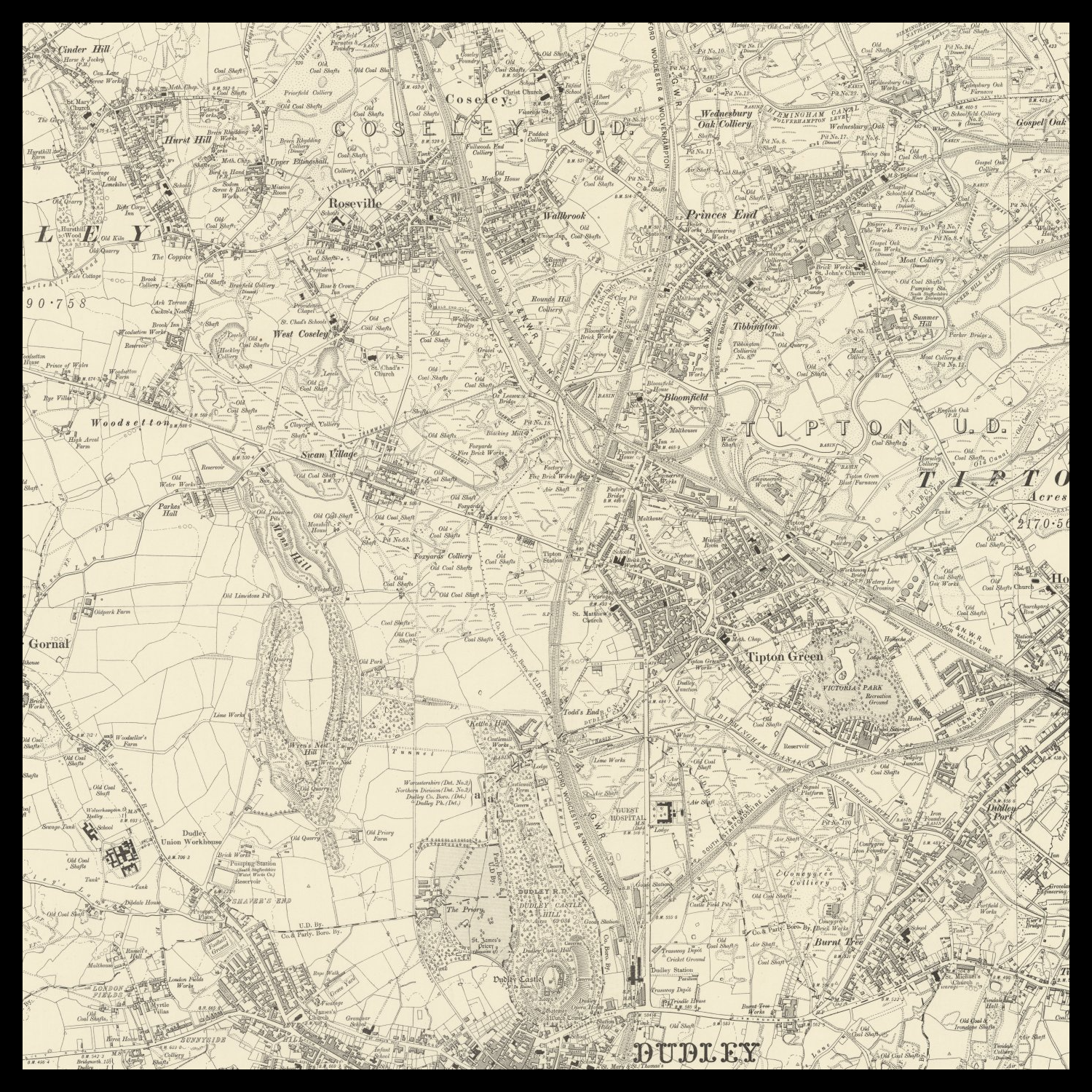 Personalised Old Map of Tipton – The Unique Maps Co.