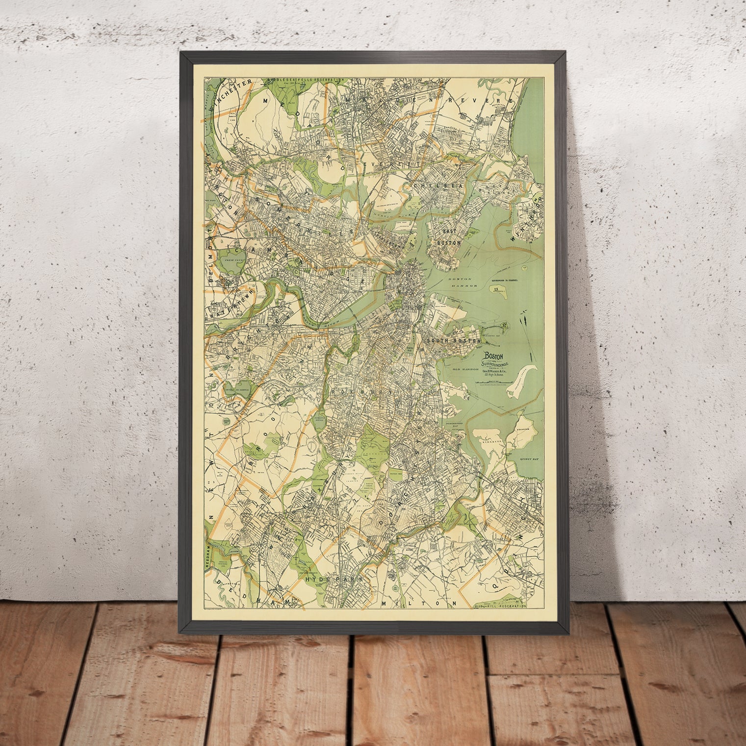 Large Old Street Map of Boston by Walker, 1905: Boston Common, Harvard ...