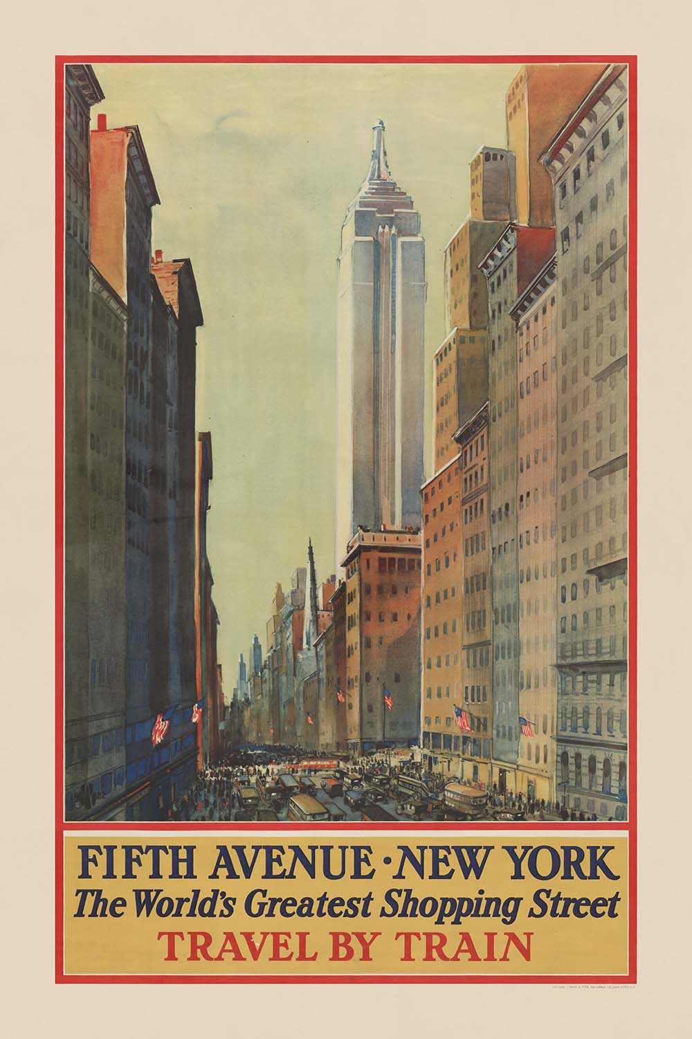 New York City Travel Poster: Fifth Avenue – Travel by Train, 1932 – The ...