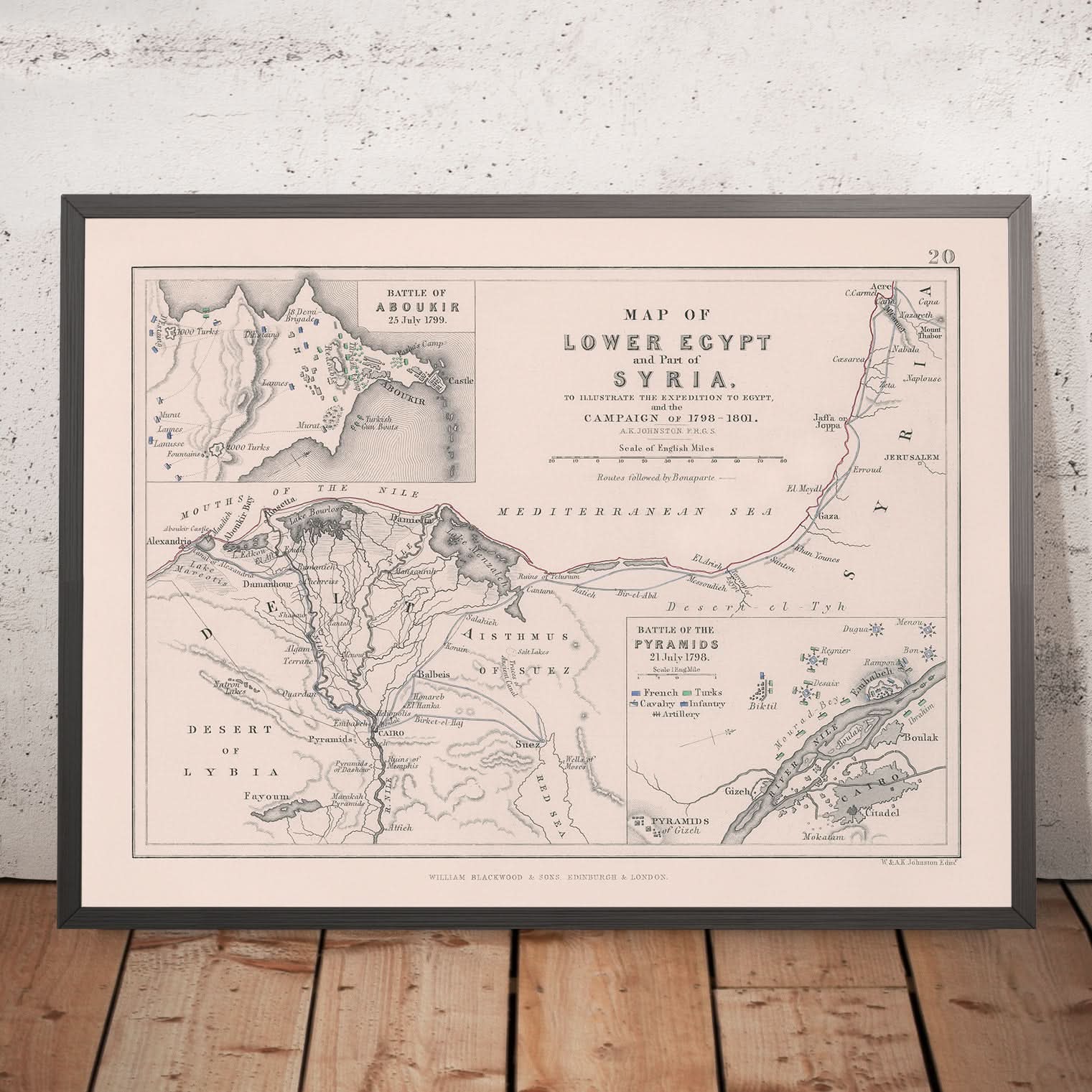 Old Military Map of Napoleon’s Battles in Egypt & Syria, 1801: Aboukir ...