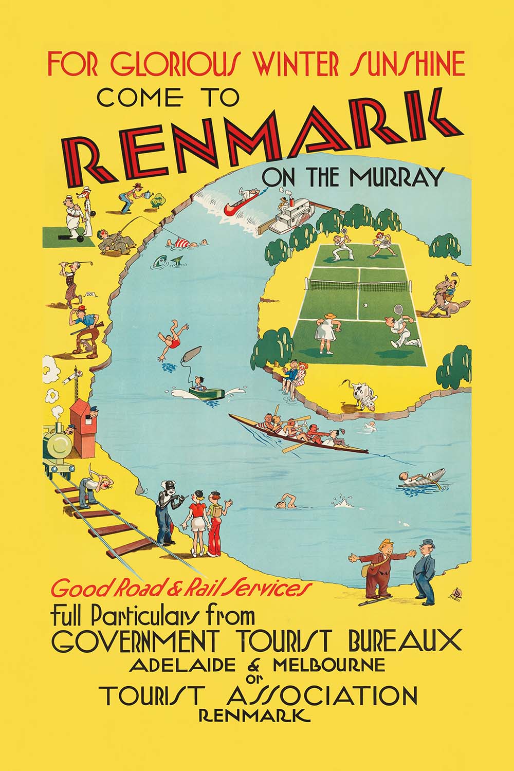 Renmark Travel Poster: For Glorious Winter Sunshine – The Unique Maps Co.
