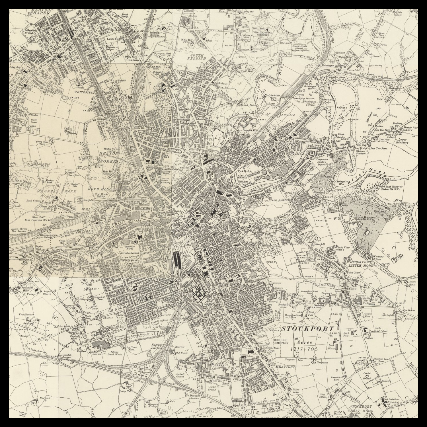 Personalised Old Map of Stockport – The Unique Maps Co.