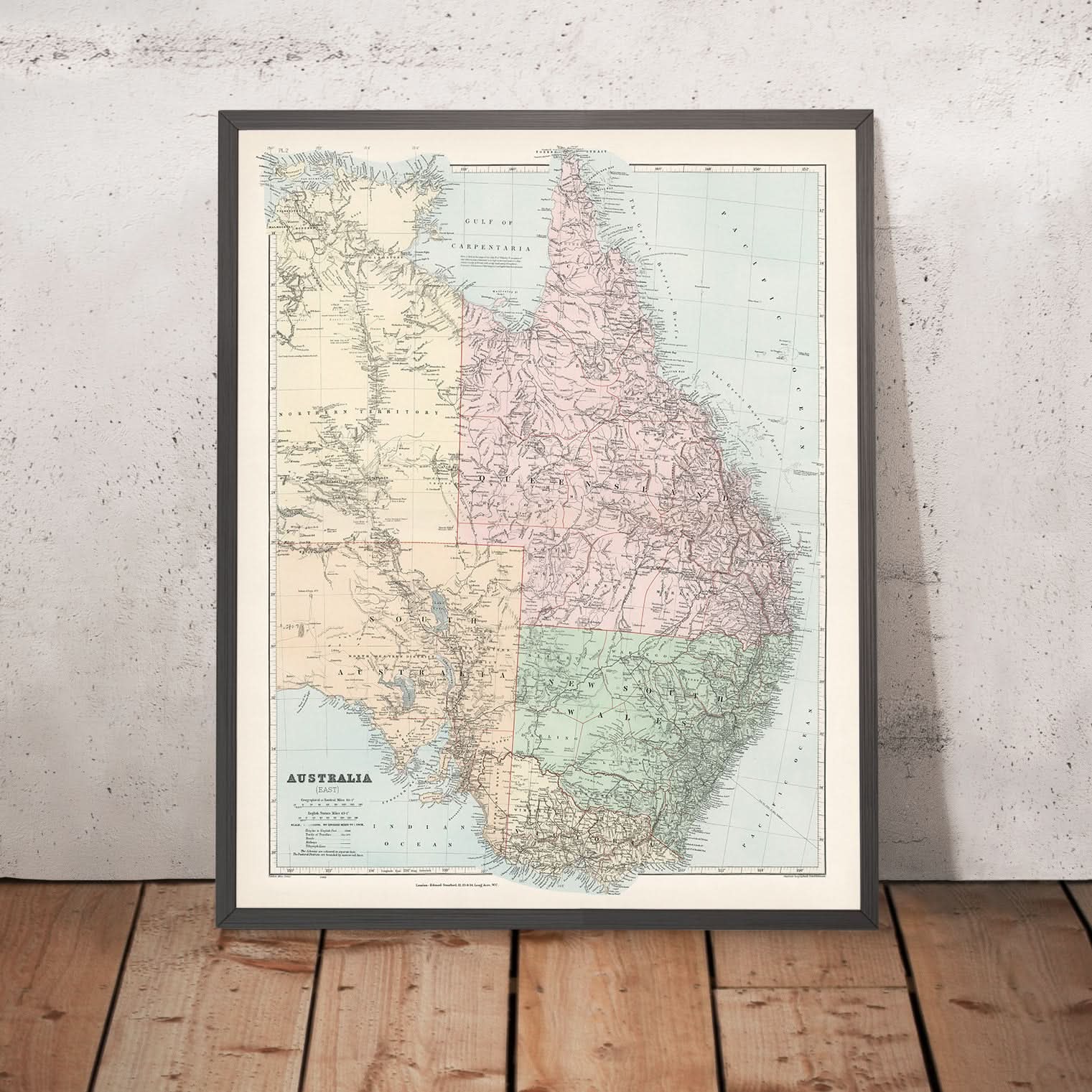Old Map of Eastern Australia by Stanford, 1887: Sydney, Melbourne, Bri ...