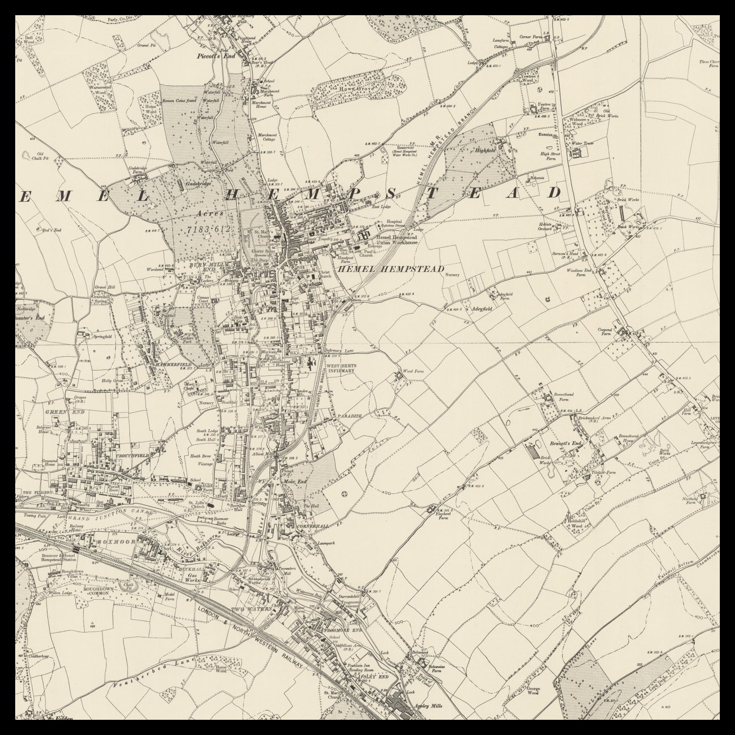 Personalised Old Map of Hemel Hempstead – The Unique Maps Co.