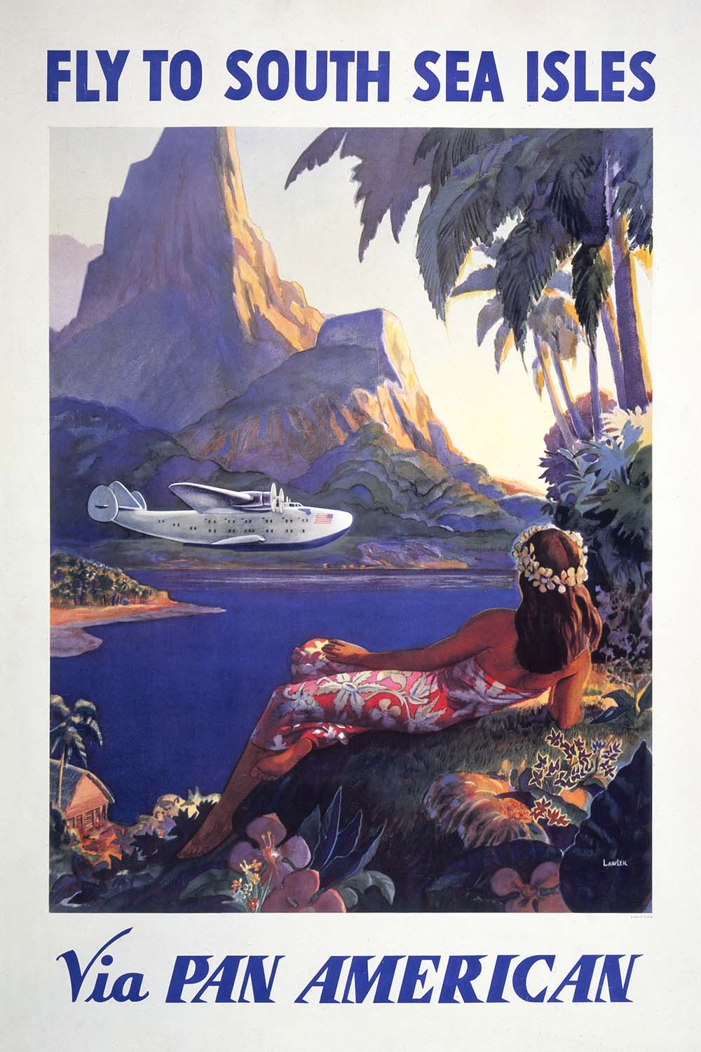 South Pacific Travel Poster: Fly to South Sea Isles by Paul George Law ...