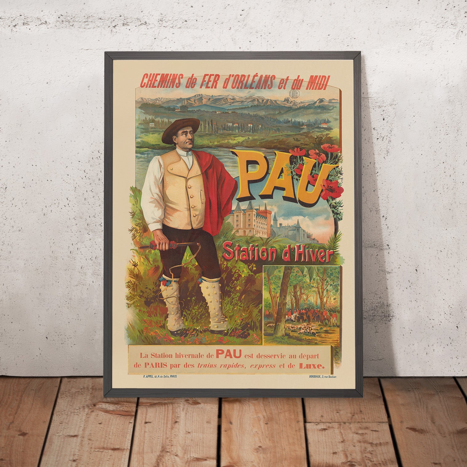 Pau Travel Poster: Station d’Hiver by F. Appel, 1890 – The Unique Maps Co.
