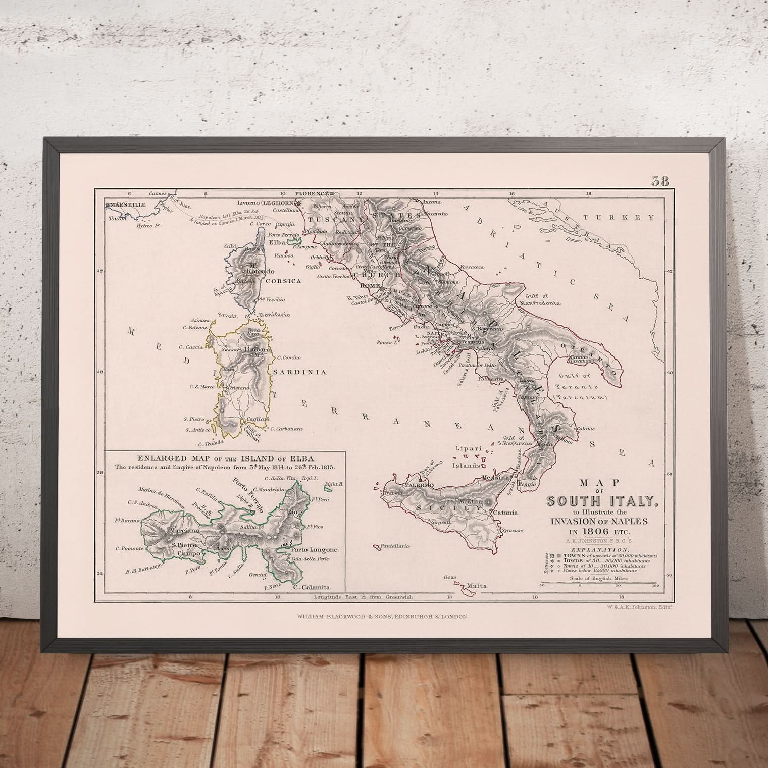 Old Map of Napoleon's Invasion of Naples in South Italy, 1806: Rome, E ...