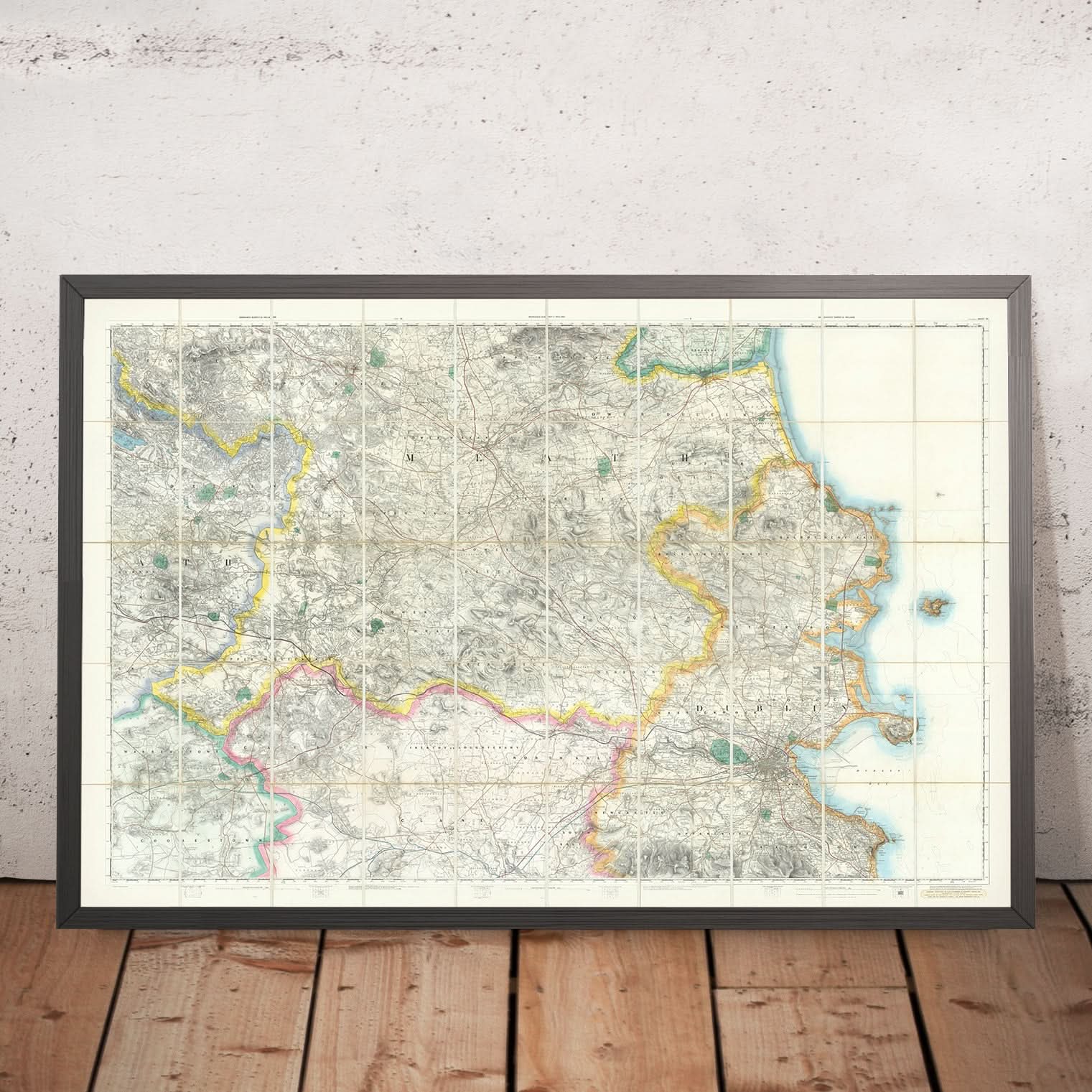 Large Old Map of Dublin & Suburbs, 1868: Meath, Clane, Rathdown, Drogh ...