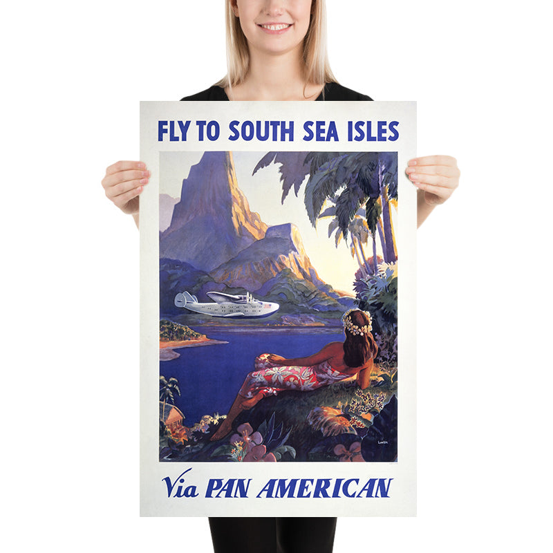 South Pacific Travel Poster: Fly to South Sea Isles by Paul George Law ...