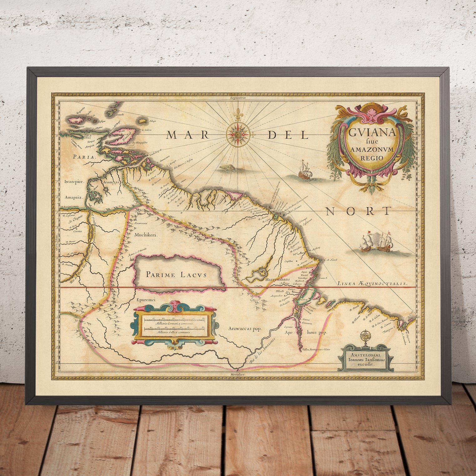 Old Map of Guiana the Amazon by Nicolaes Visscher II, 1690: Trinidad a ...