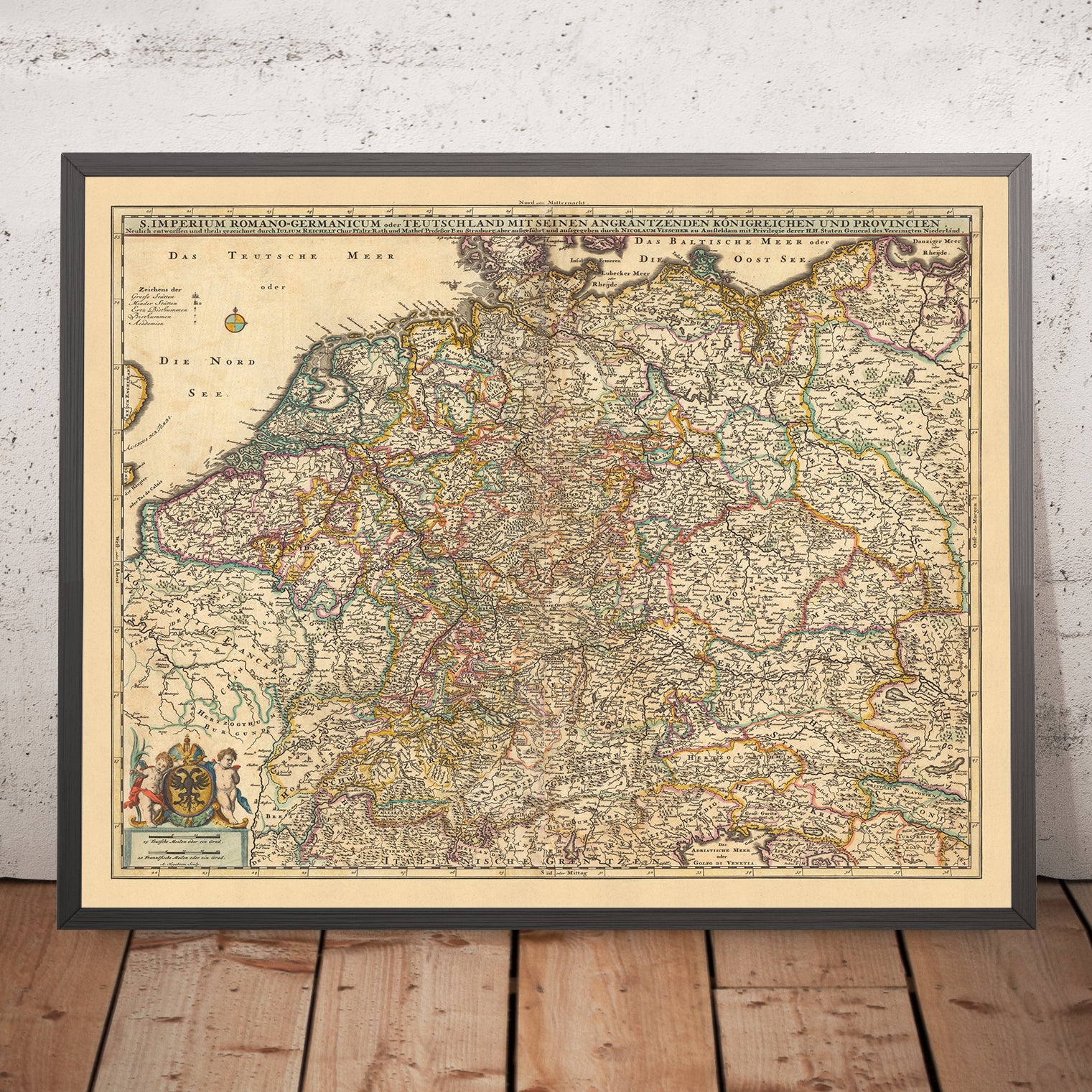 Old Map of Holy Roman Empire by Nicolaes Visscher II, 1690: Paris, Ber ...