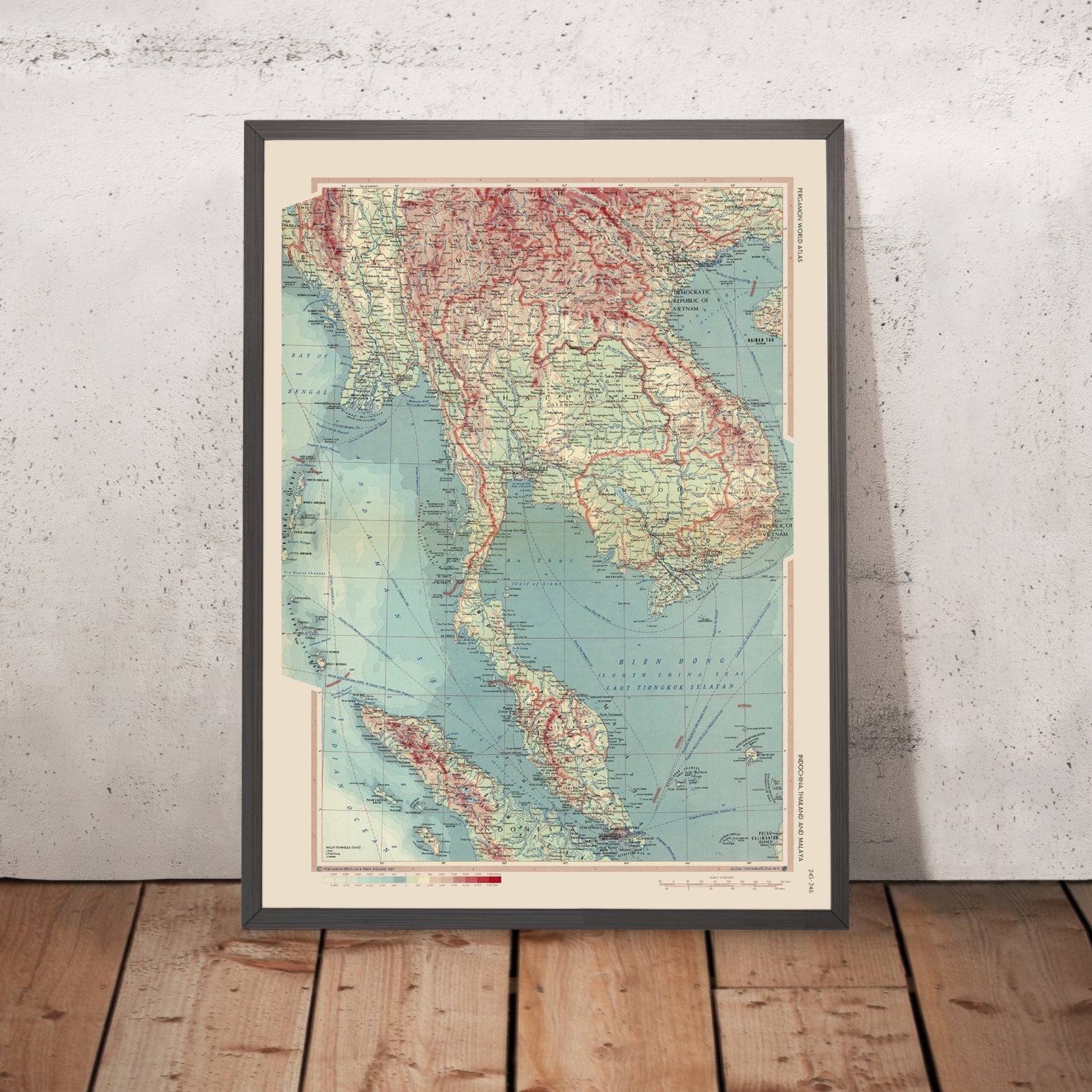 Old Map of Southeast Asia, 1967: Malaysia, Thailand, Vietnam, Cambodia ...