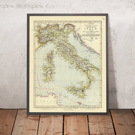 Old Wine Map of Italy, 1883: Red & White Viticulture, Rome, Naples, Ve ...