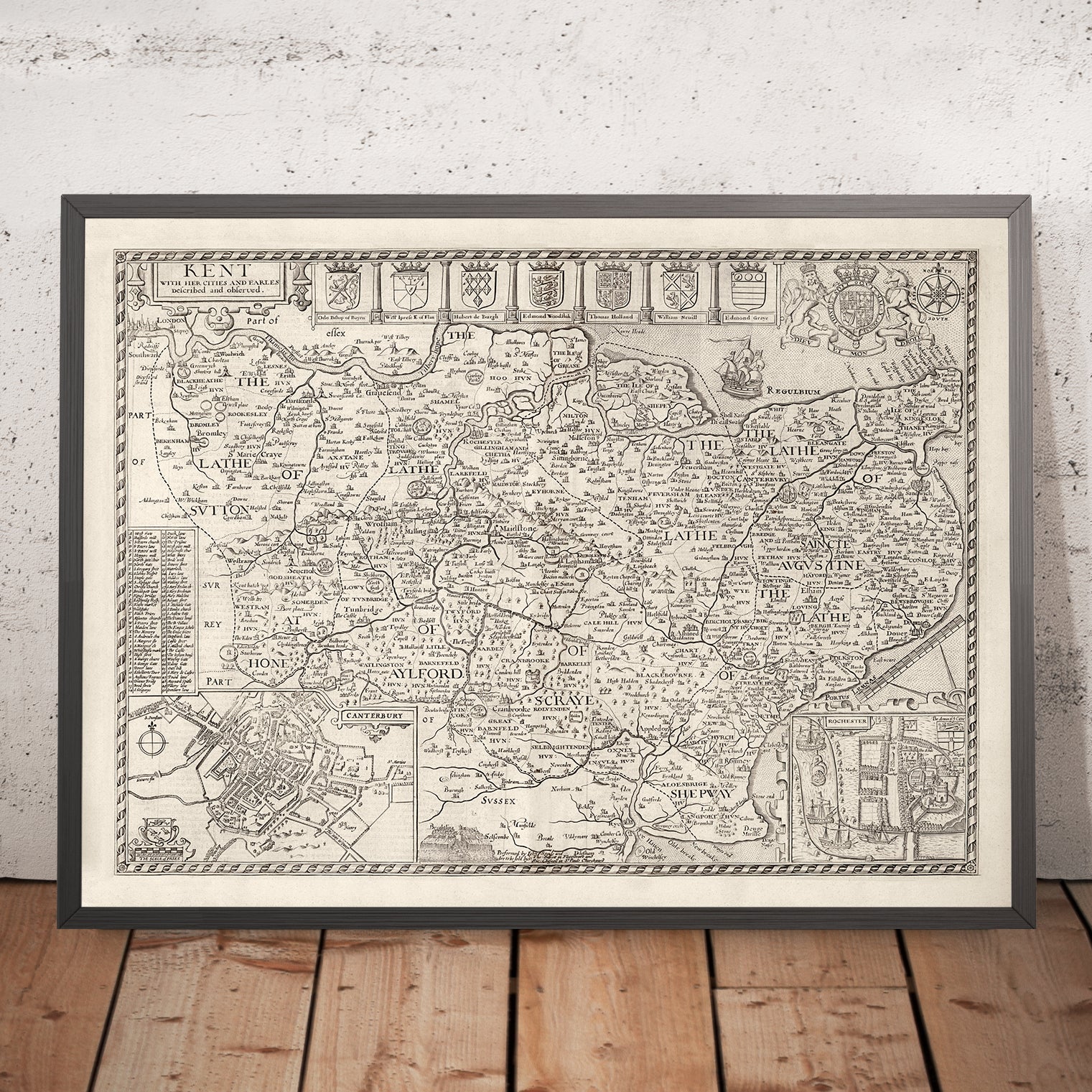 Old Map of Kent, 1611 by John Speed - Canterbury, Maidstone, Bromley ...