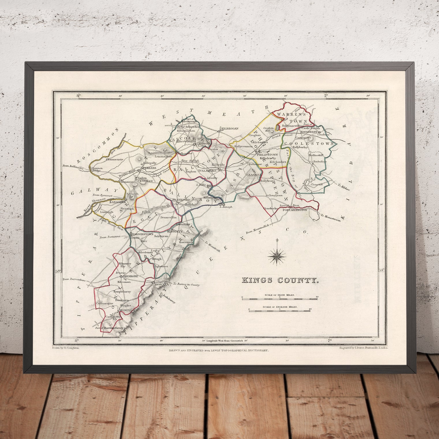 Old Map of County Offaly (King's) by Samuel Lewis, 1844: Tullamore, Bi ...
