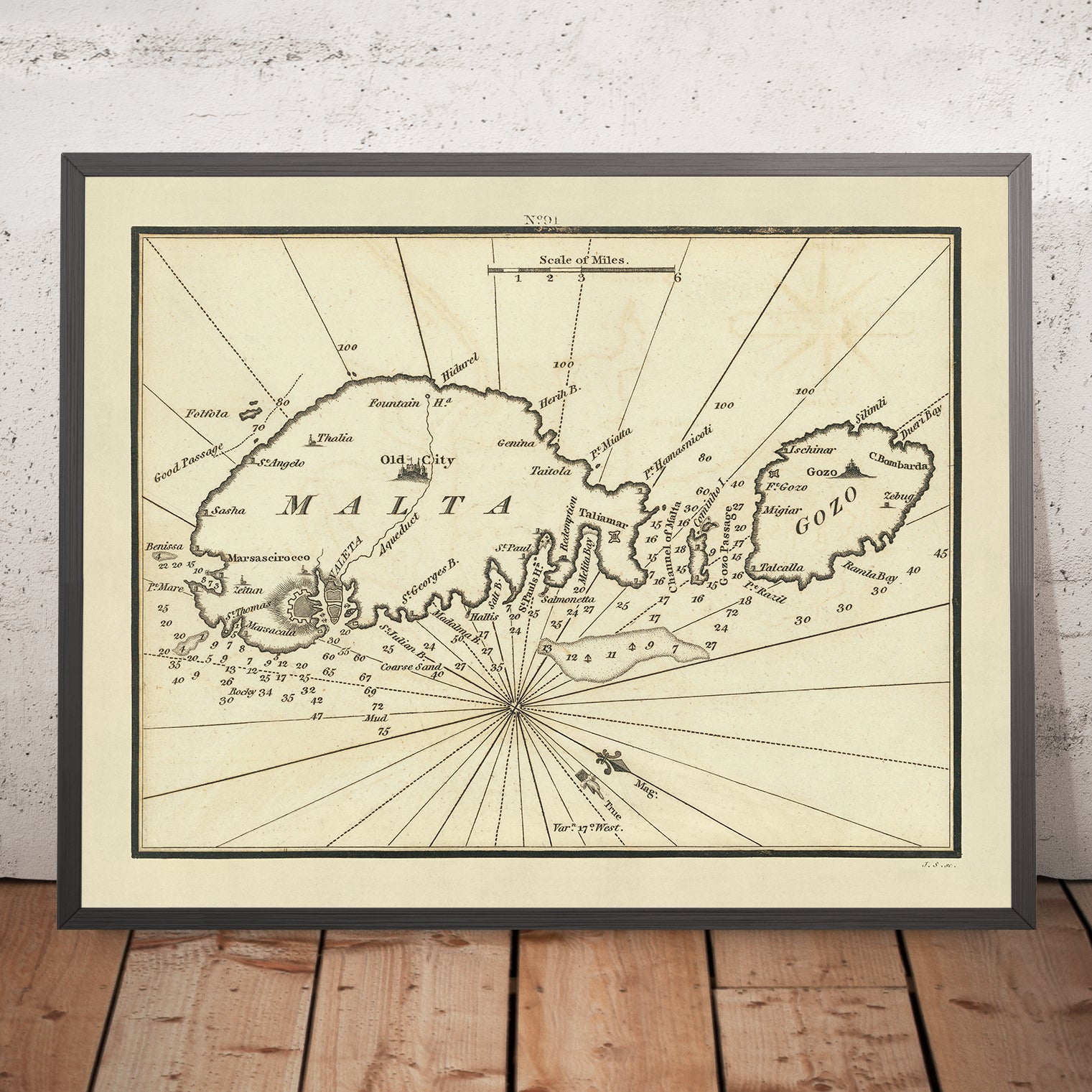 Old Malta and Gozo Nautical Chart by Heather, 1802: Detailed Coastline ...