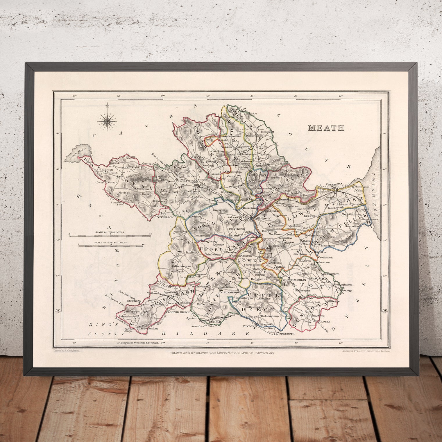 Old Map of County Meath by Samuel Lewis, 1844: Navan, Trim, Kells, Ath ...