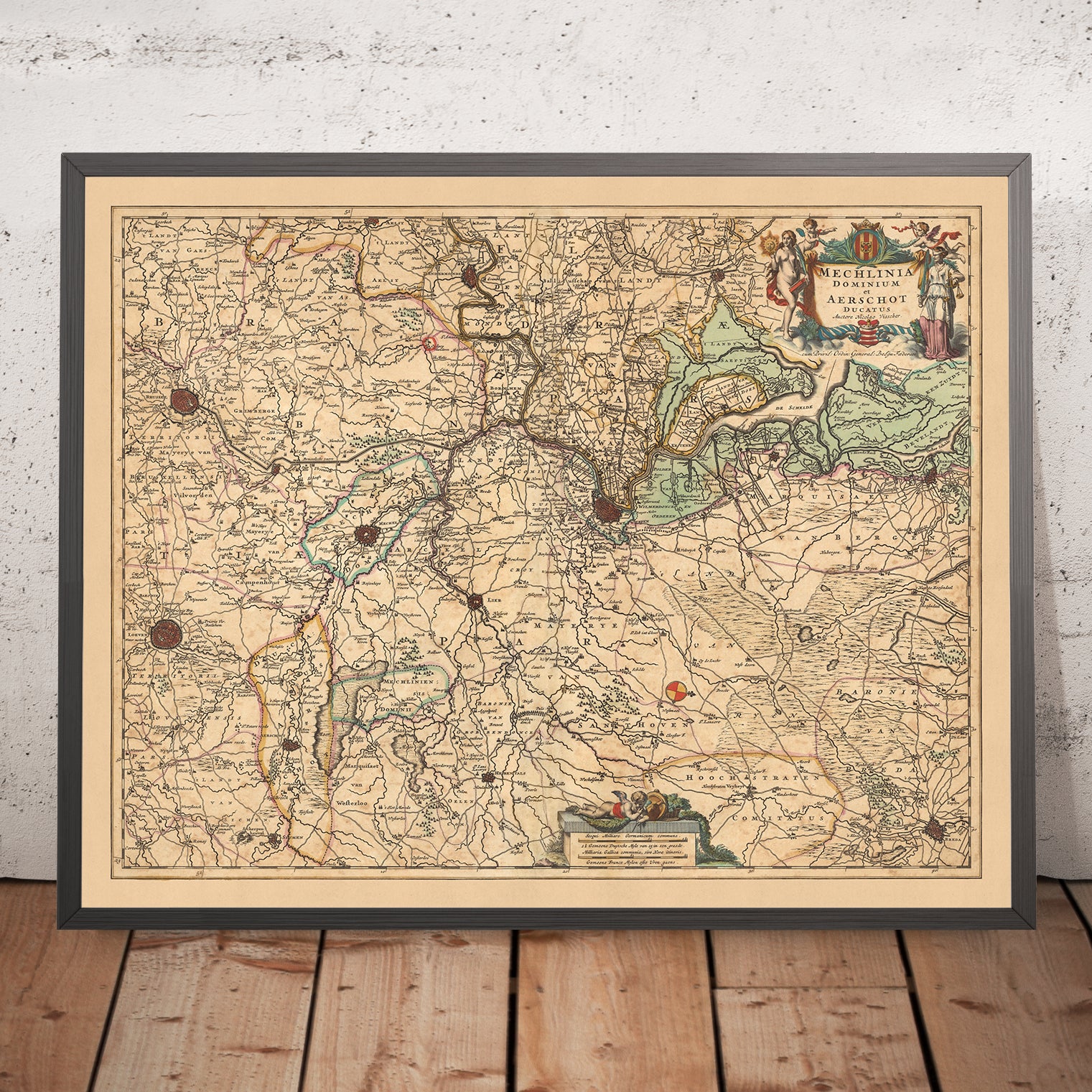 Old Map of Mechelen and Duchy of Aarschot by Visscher, 1690: Antwerp ...