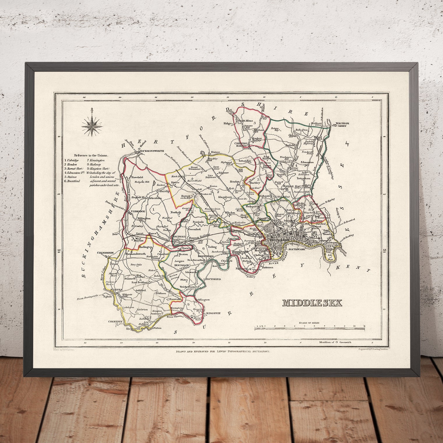 Old Map of Middlesex by Samuel Lewis, 1844: London, Westminster ...