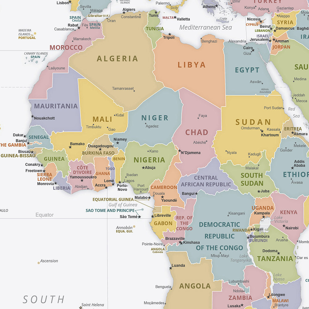 World Political Map Countries Cities
