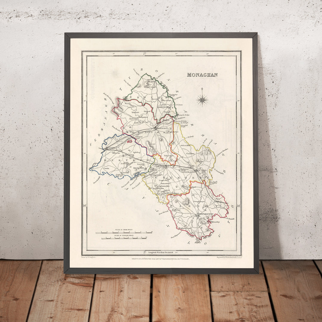 Old Map of County Monaghan by Samuel Lewis, 1844: Castleblayney, Clones ...