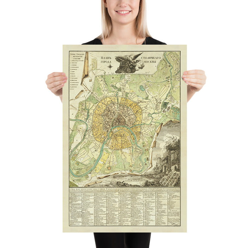 Red Square And Kremlin Map Old Map Of Moscow By Ivan Marchenkov, 1789: