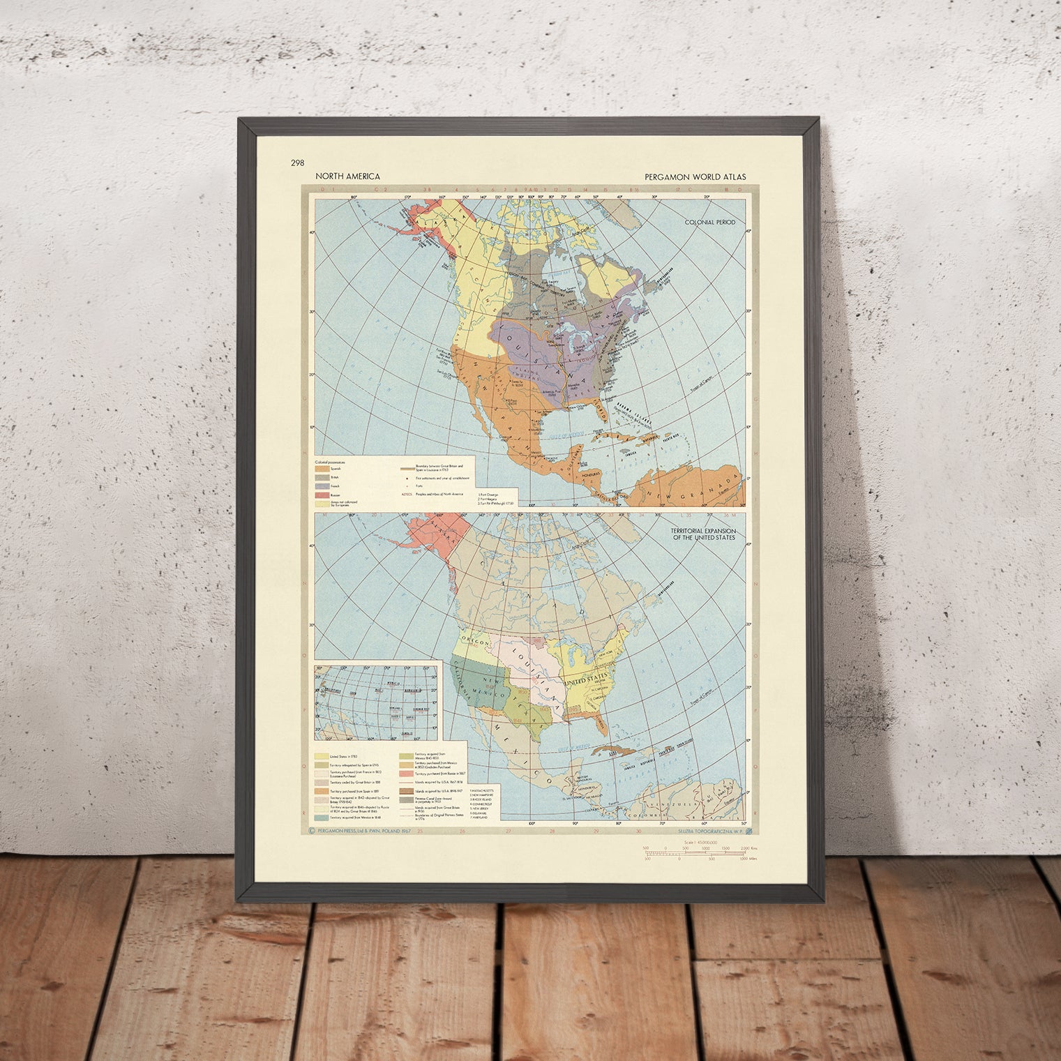 Old Infographic Map of North American Colonial Era & Expansion, 1967 ...