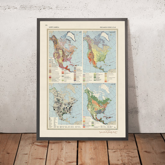 Old Infographic Map of North America, 1967: Land Use, Vegetation, Mine ...