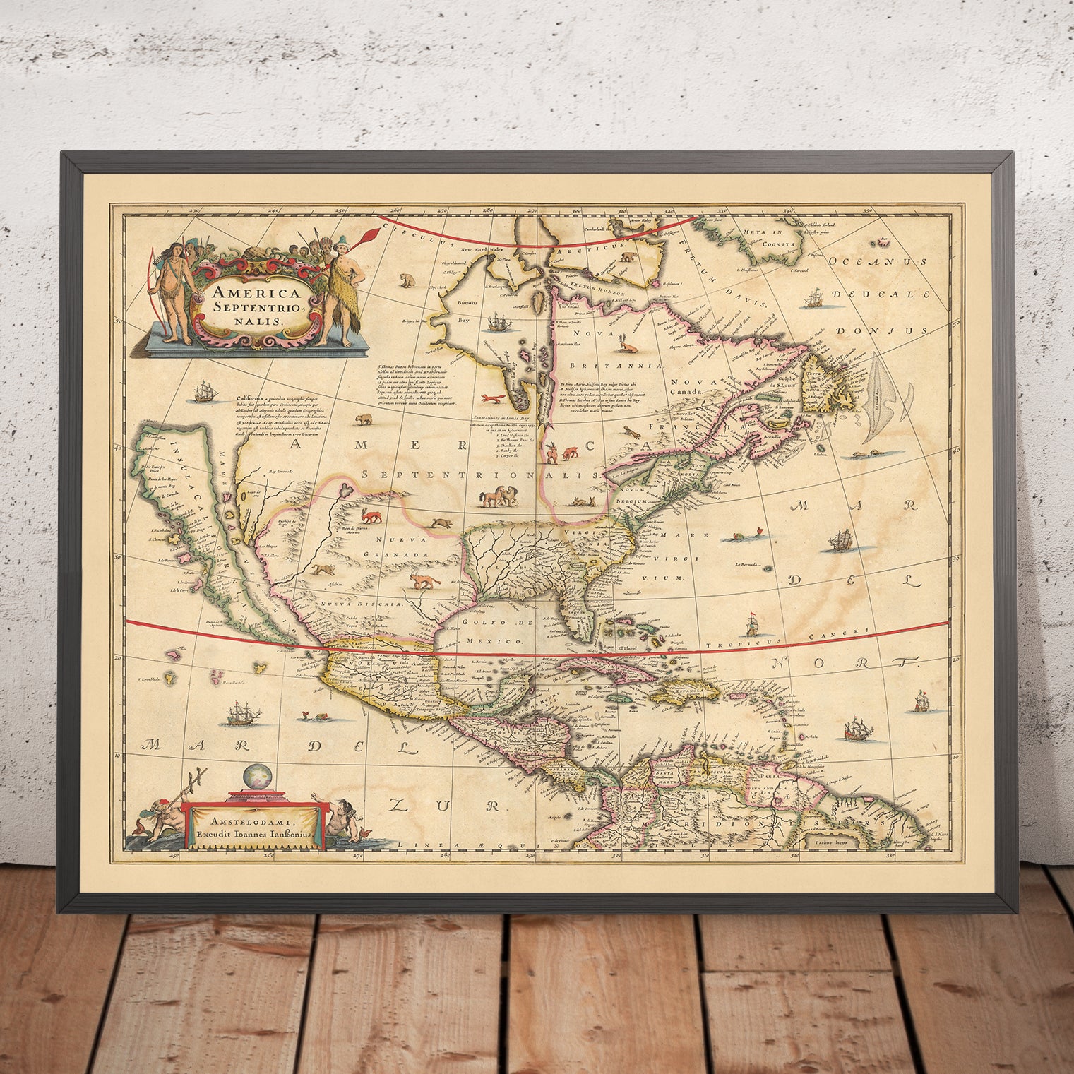 Old Map of North America by Visscher, 1690: Central America, Caribbean ...