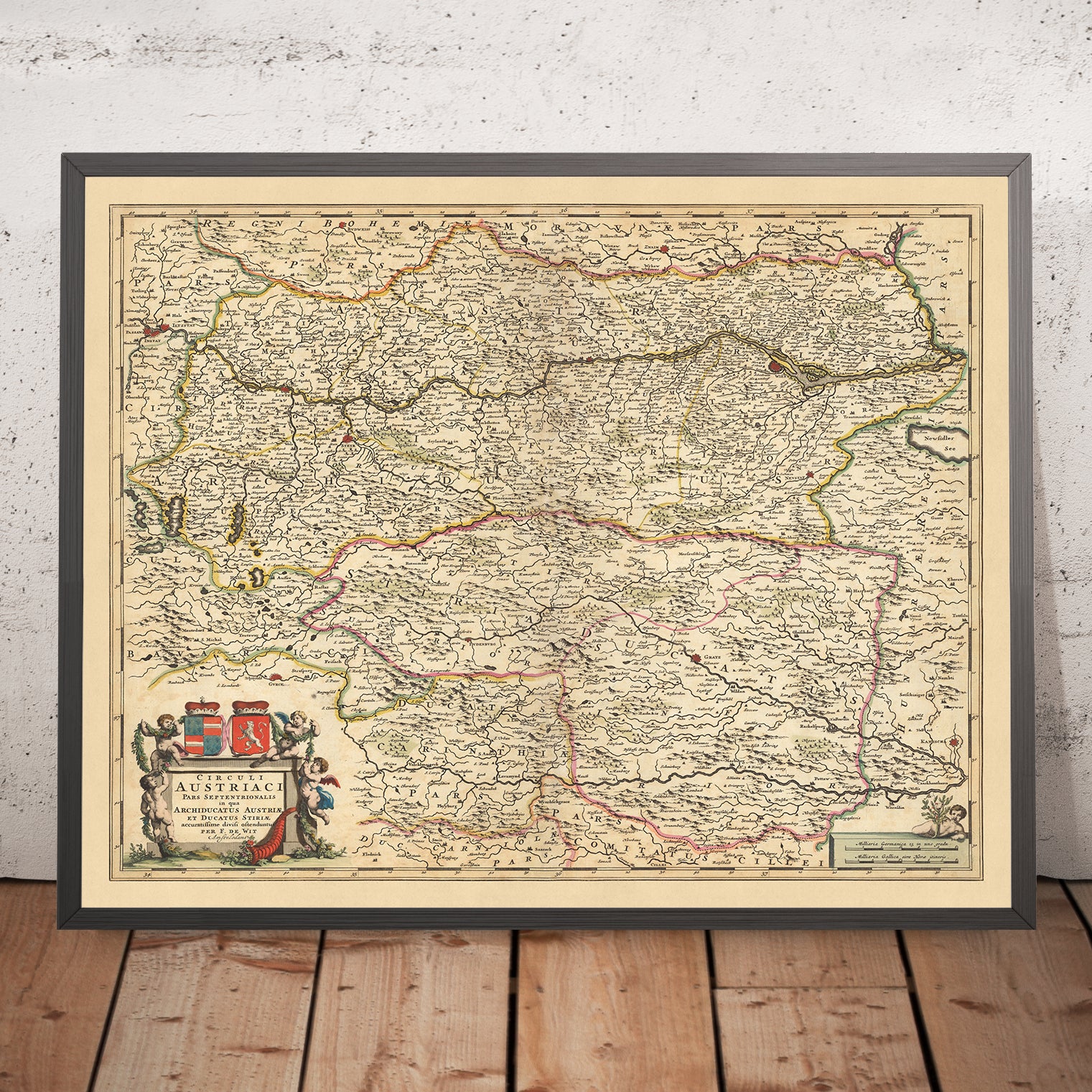 Old Map of Northern Austrian Circle by Visscher, 1690: Vienna, Graz, L ...