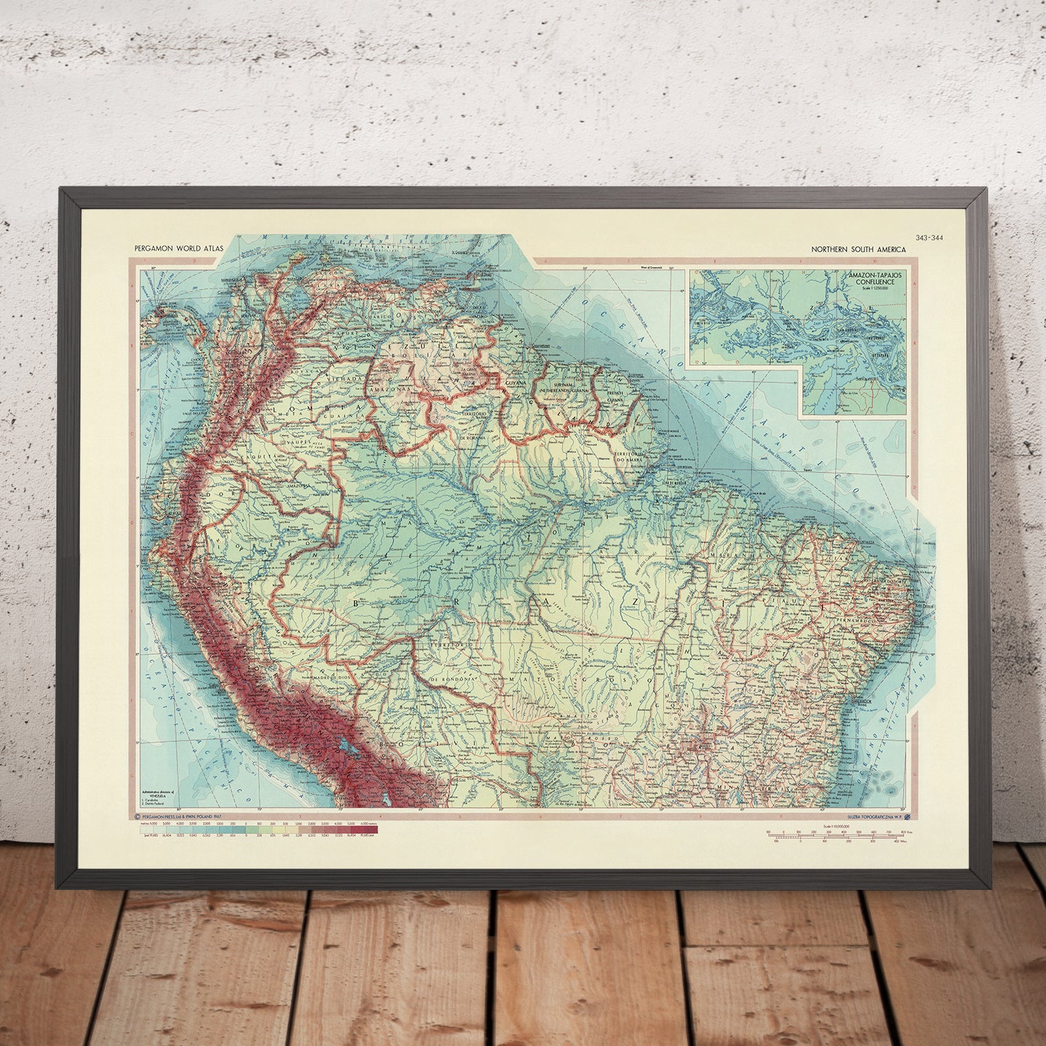 Old Map of Northern South America, 1967: Amazon River and Basin, Andes ...