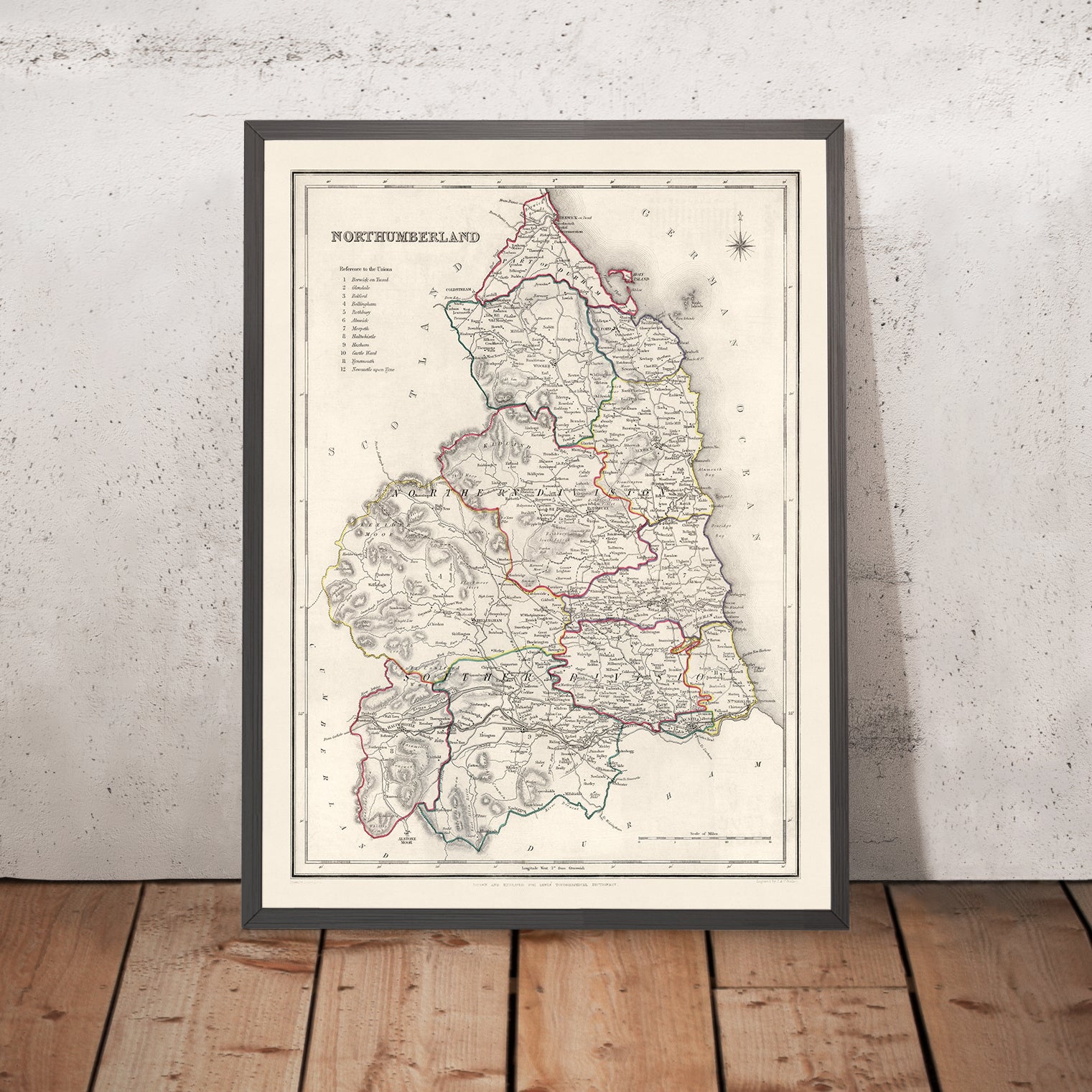 Old Map of Northumberland by Samuel Lewis, 1844: Newcastle upon Tyne ...