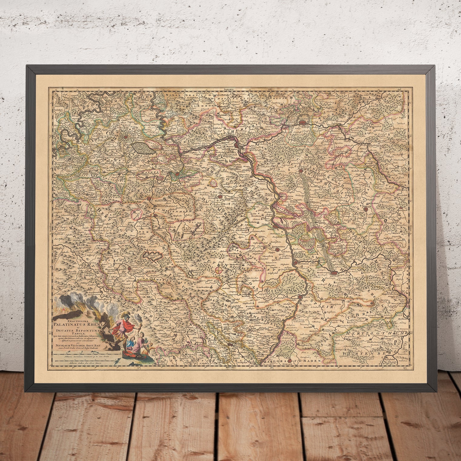 Old Map of Rhine Palatinate & Zweibrücken Duchy, Visscher, 1690: Frank ...