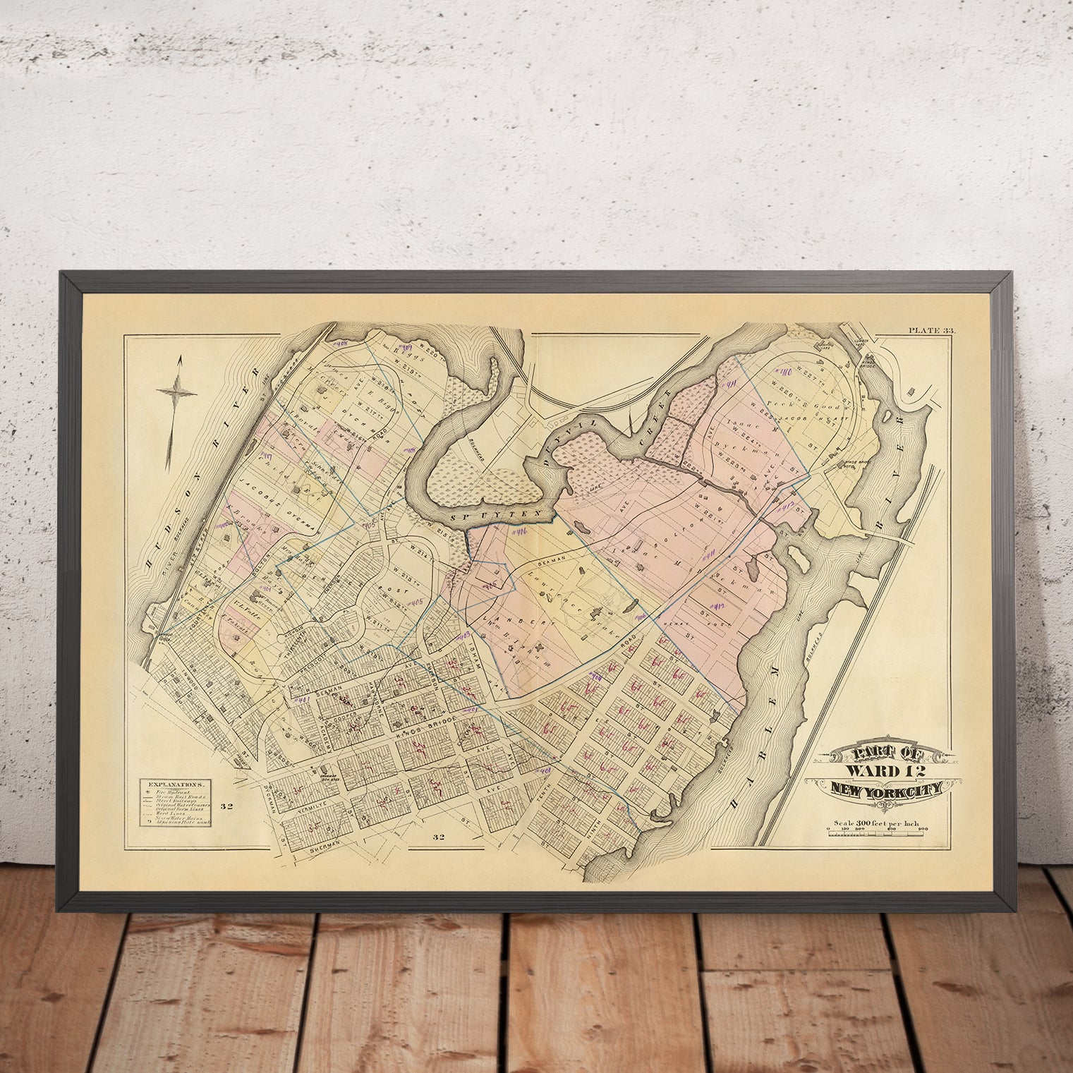 Old Map of Harlem, NYC by Bromley, 1879: Spuyten Duyvil Creek, Harlem ...