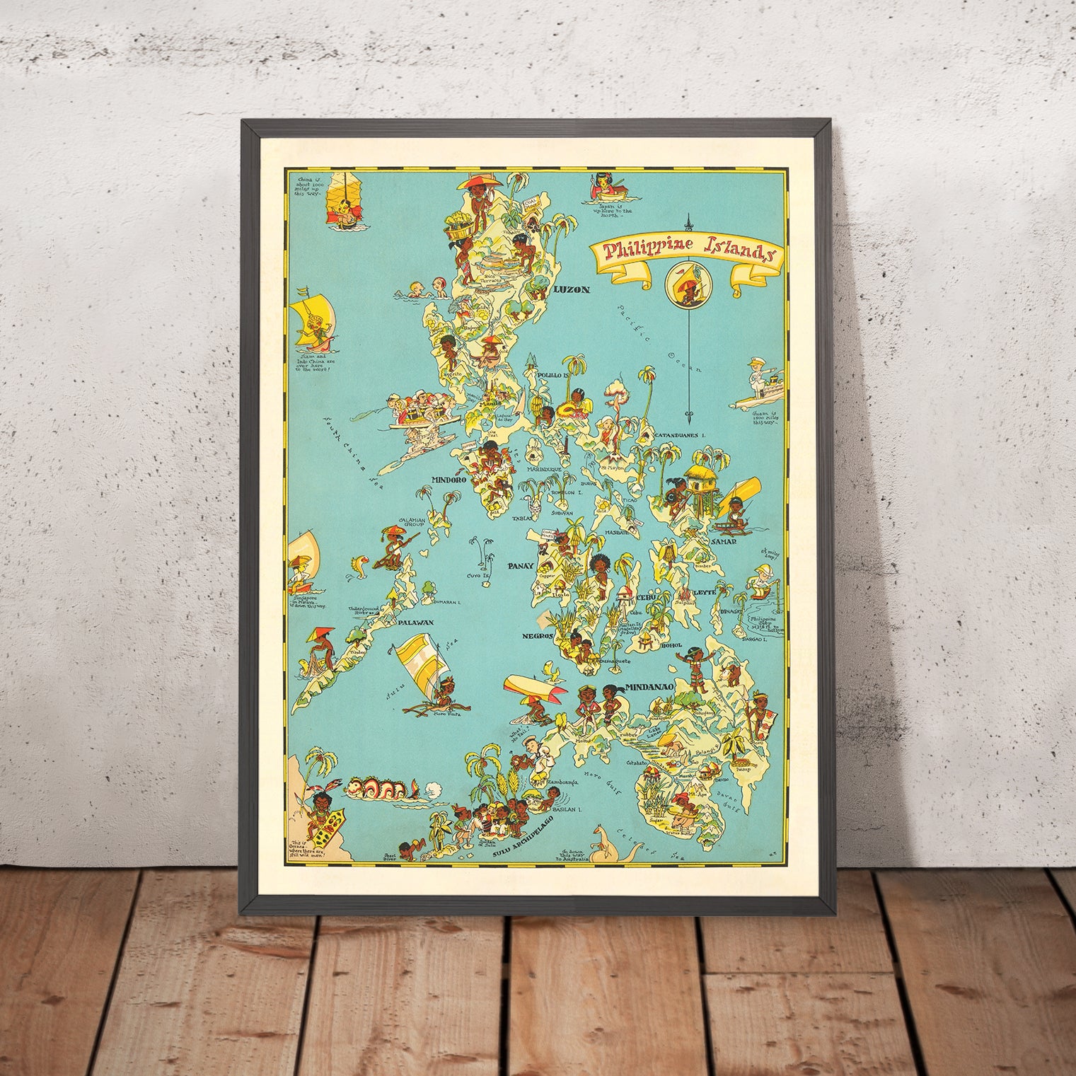 Old Map of the Philippines by Ruth Taylor White, 1935: Manila, Luzon ...