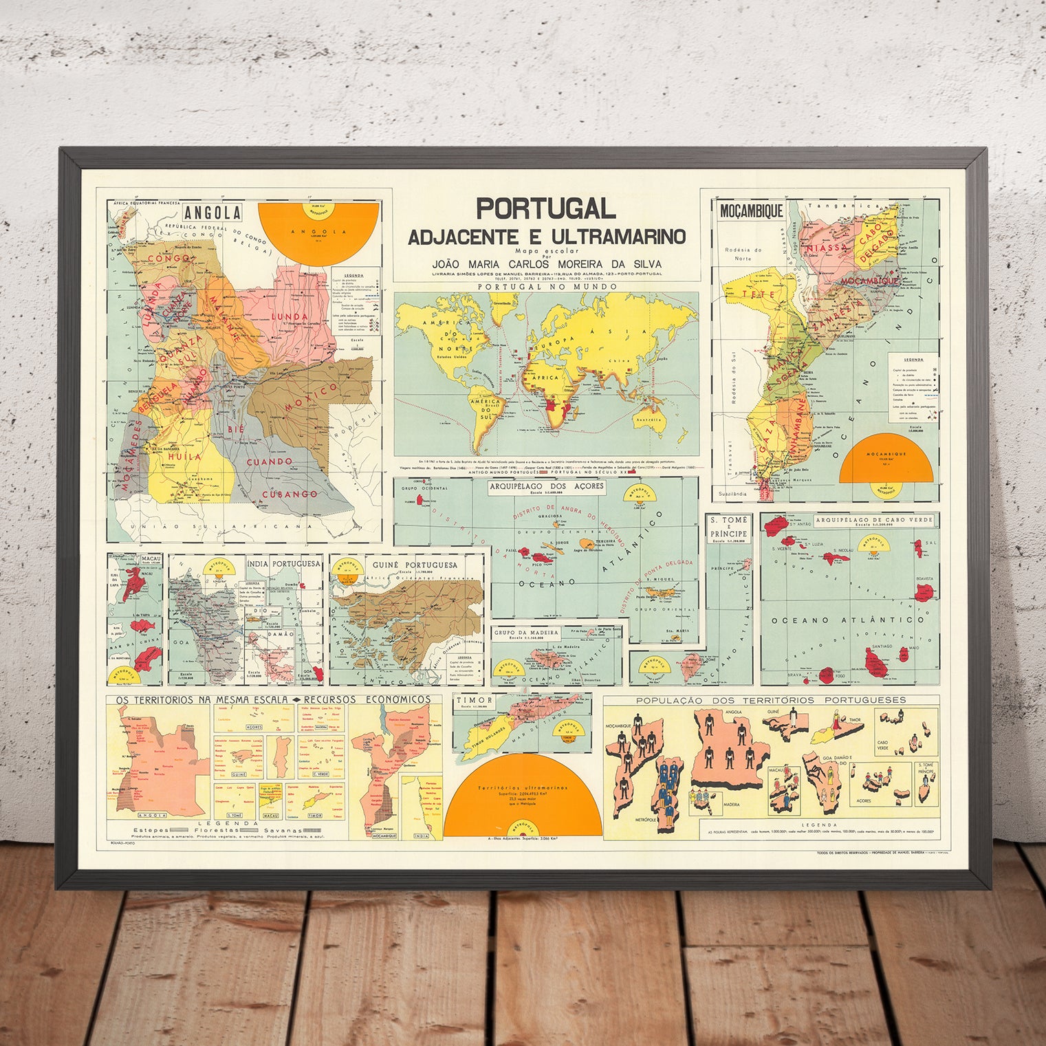Old World Map of the Portuguese Empire by Manuel Barreira, 1961: Colon ...