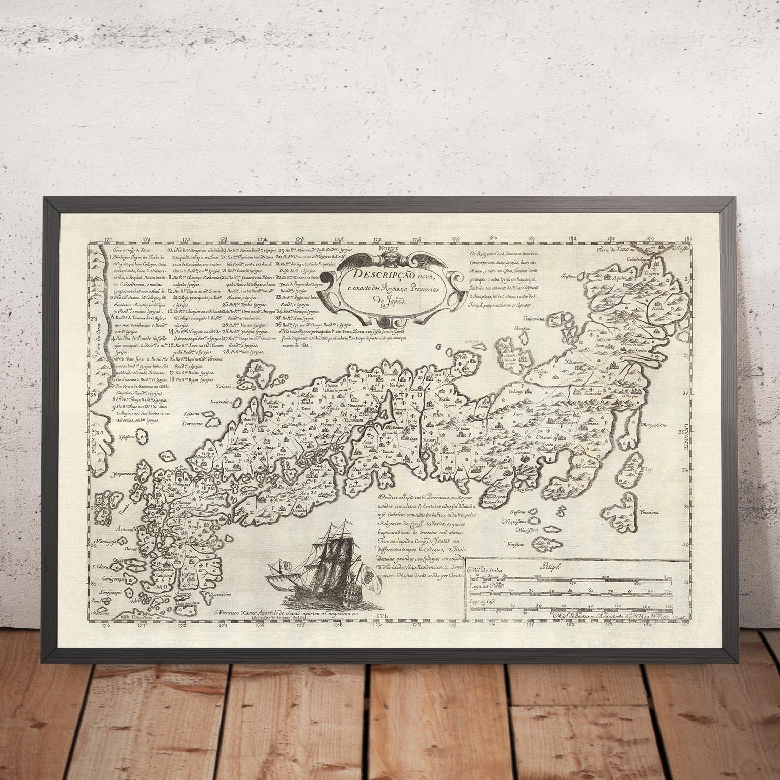 Old "Shogun" Map of Japan by Moreira, 1679: Portuguese Jesuits, Edo, K ...