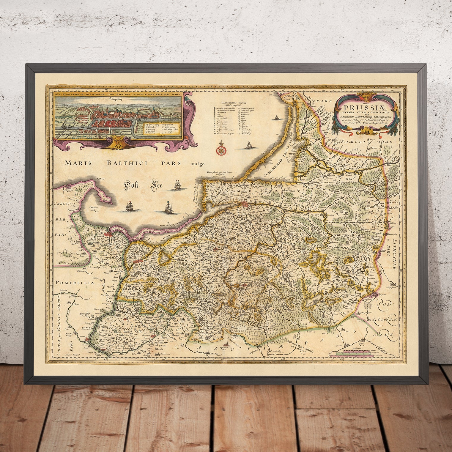 Old Map of Prussia by Visscher, 1690: Gdańsk, Elbląg, Klaipėda, Kalini ...