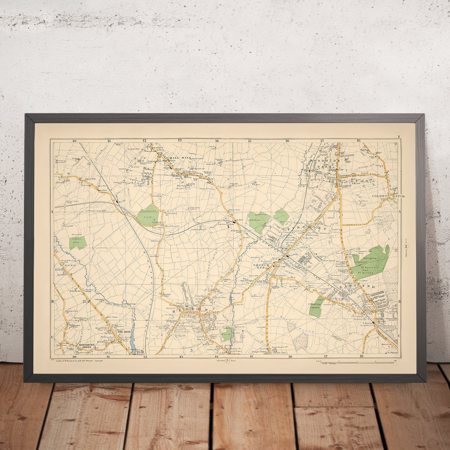 Old Map of Northwest London, 1900: Mill Hill, Hendon, East End, Woodsi ...