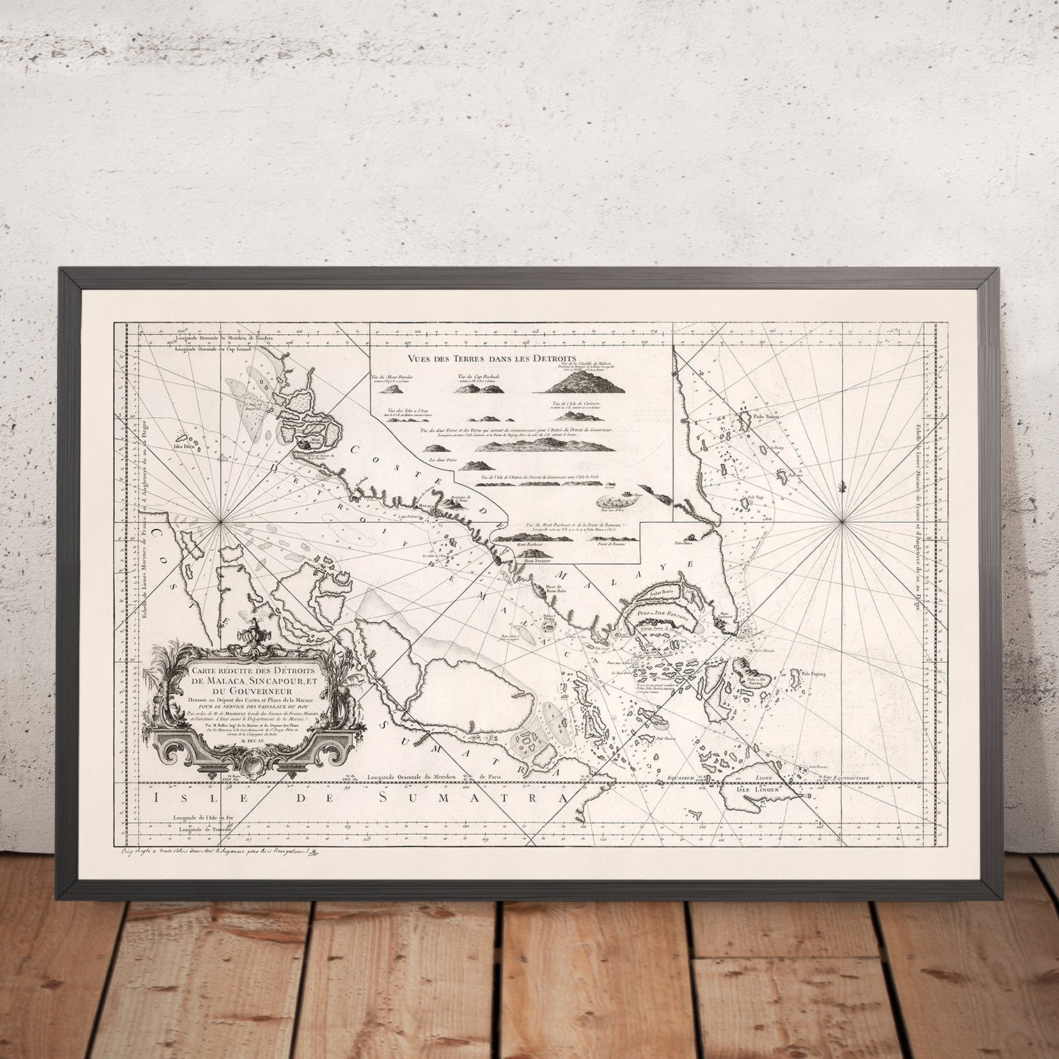 Old Map of Singapore & Malacca Strait by Bellin, 1755: Singapore Islan ...
