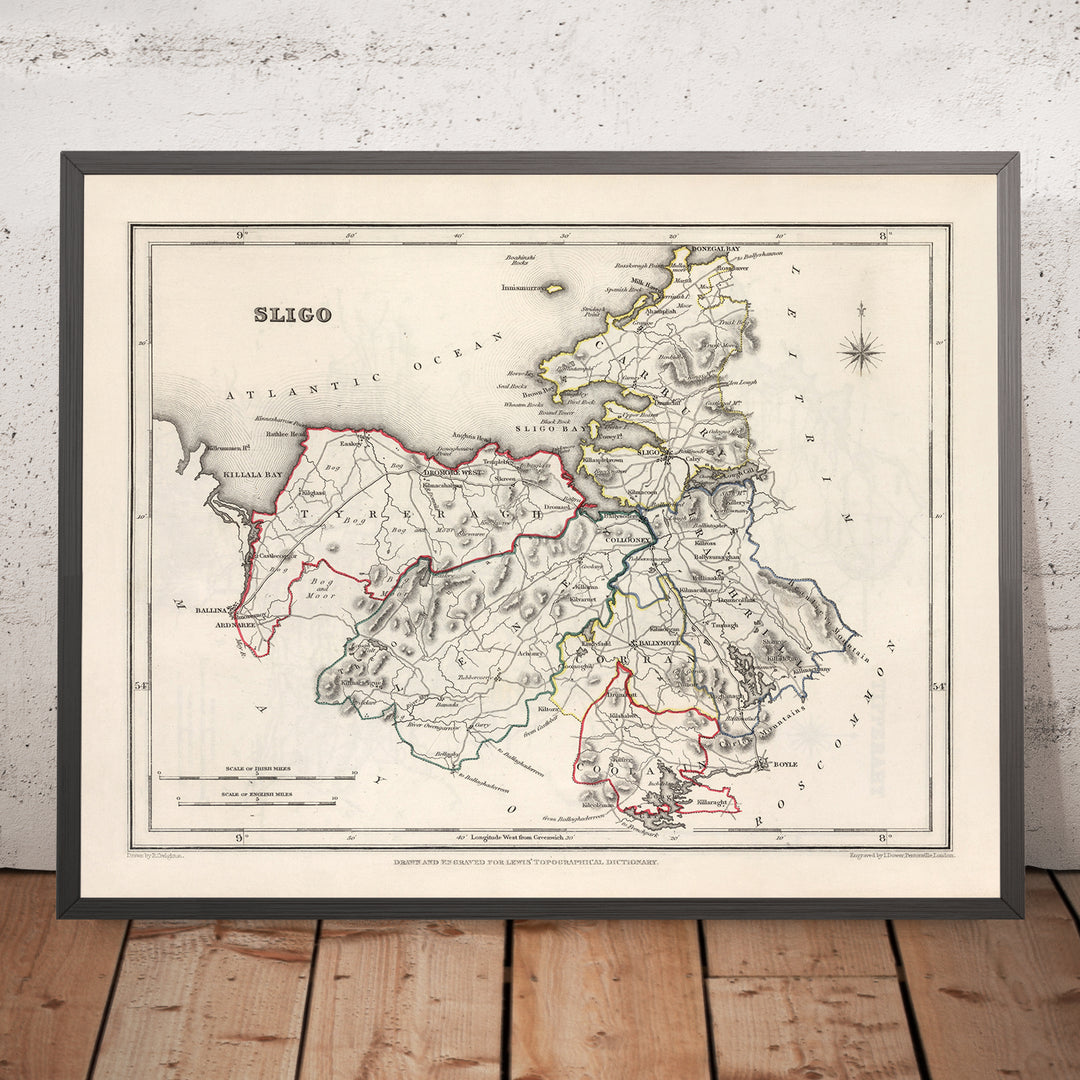 Old Map of County Sligo by Samuel Lewis, 1844: Ballymote, Tubbercurry ...