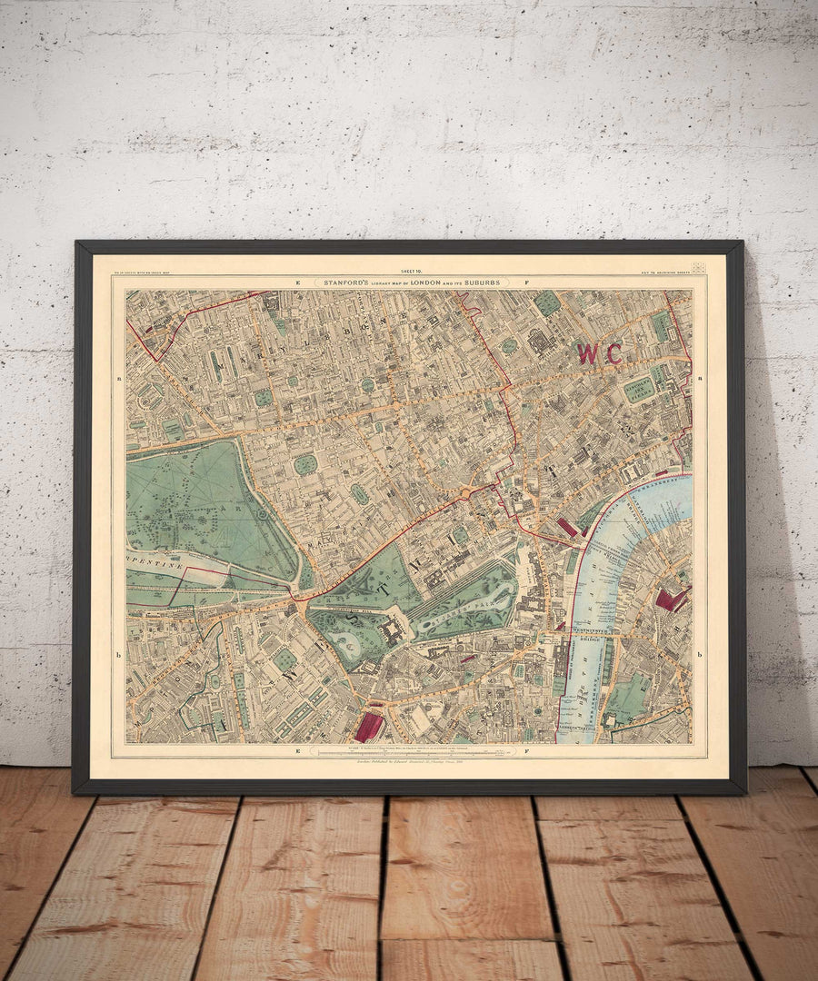 Old Colour Map of Central London, 1891 - Mayfair, Oxford Street ...