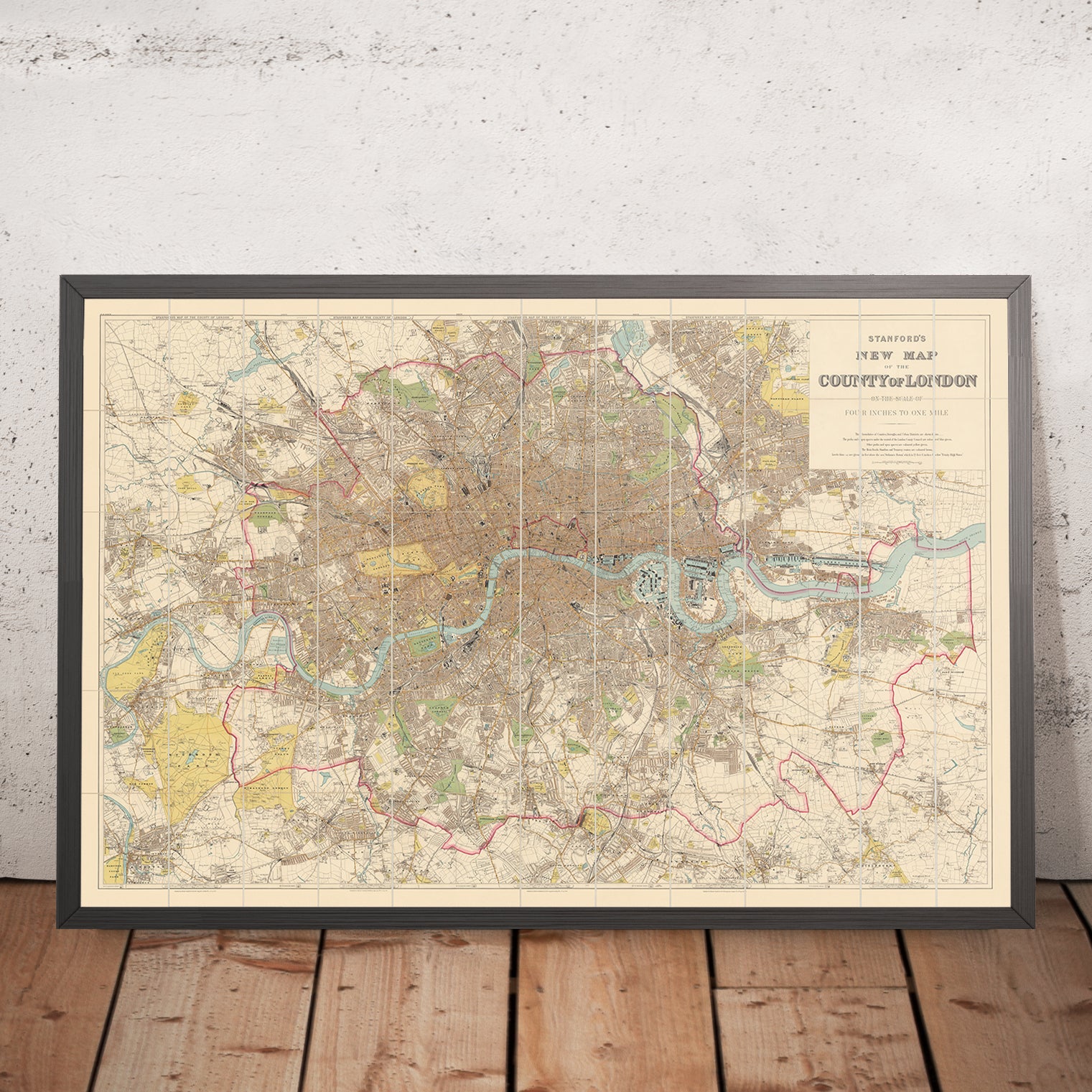 Large Wall Map of London by Stanford, 1905: Handcoloured Artifact of V ...