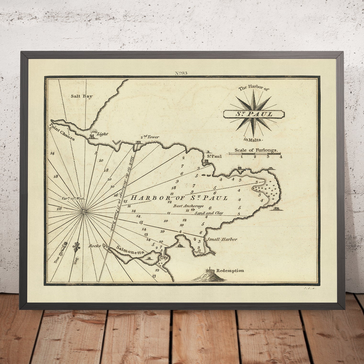 Old Habour of St. Paul in Malta Nautical Chart by Heather, 1802: Sound ...